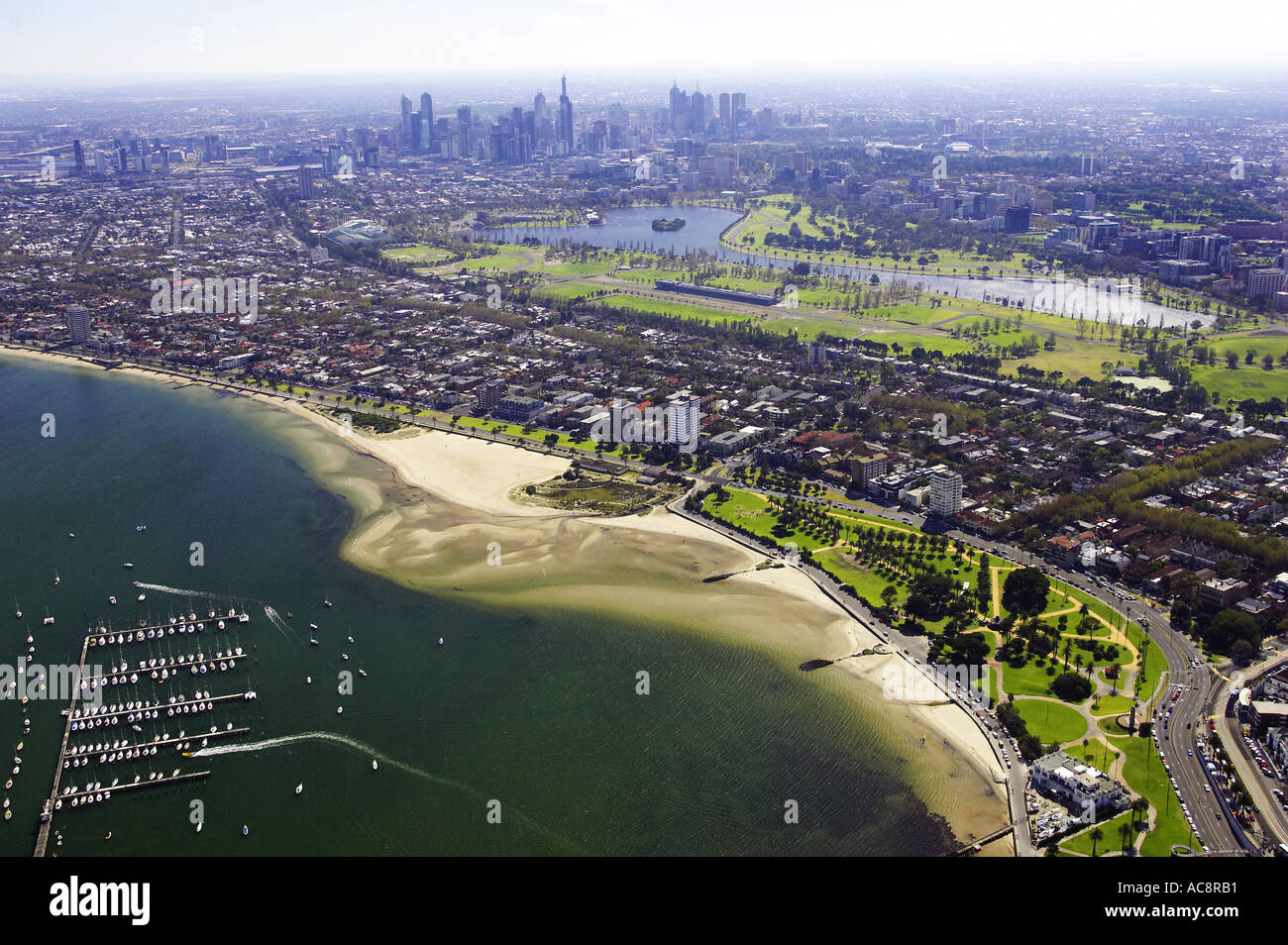 Marina St Kilda Port Phillip Bay Melbourne Victoria Australia aerial ...