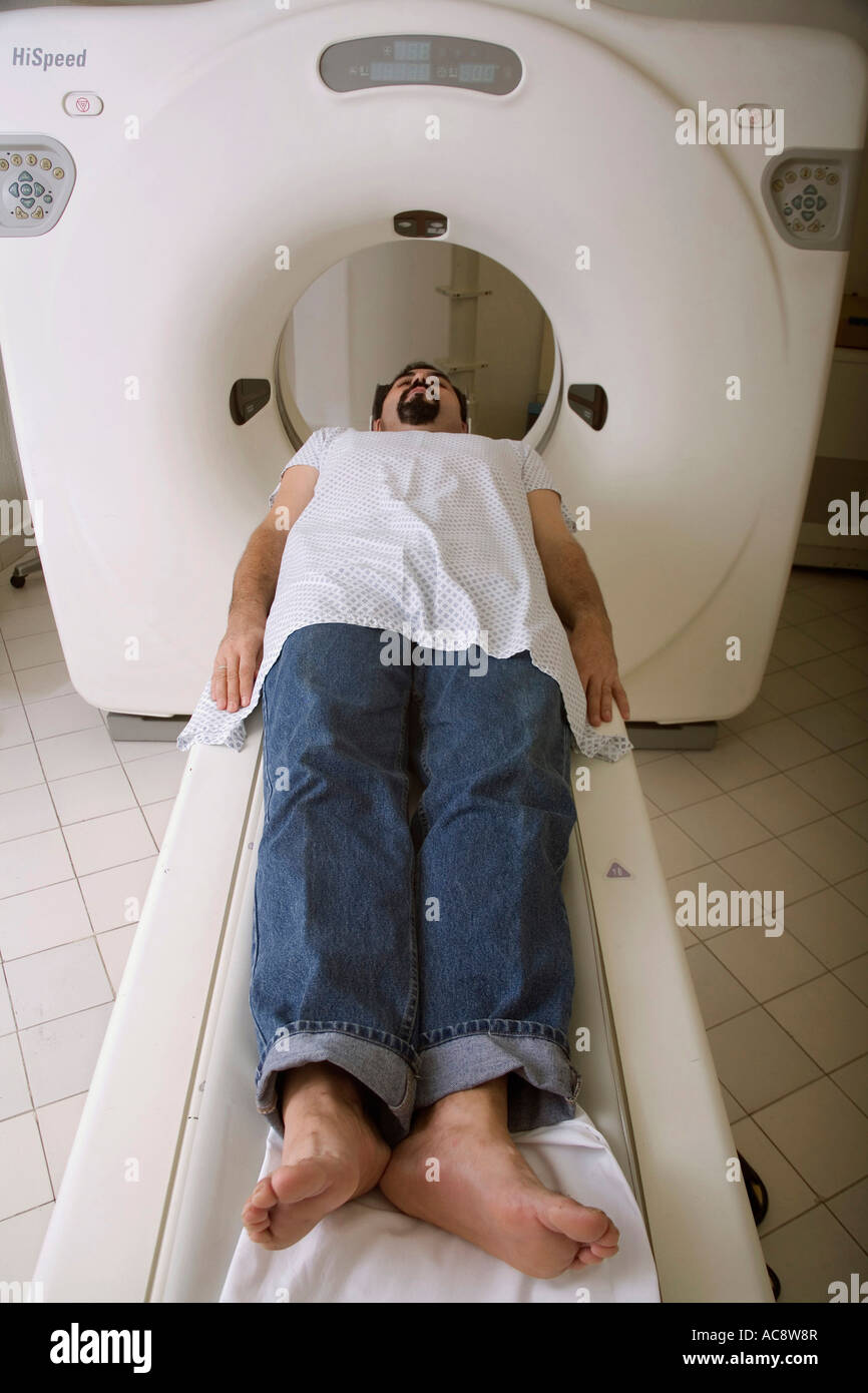 High angle view of a patient getting an MRI scan Stock Photo - Alamy