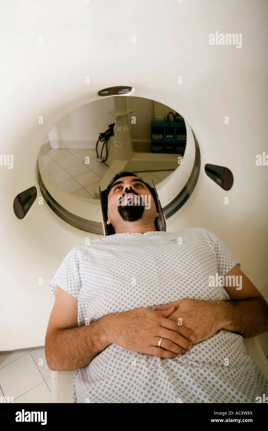 High angle view of a patient getting an MRI scan Stock Photo - Alamy