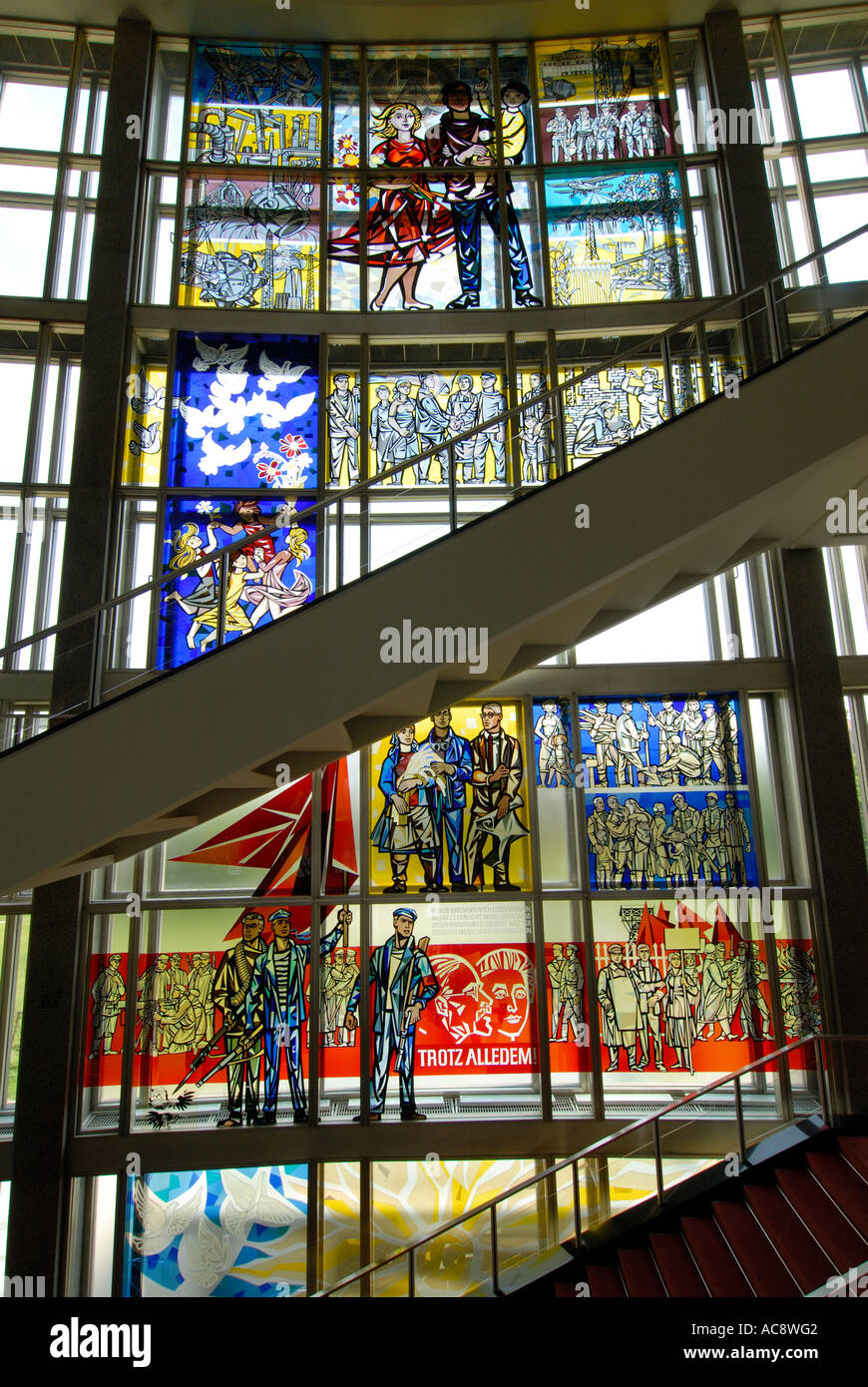 Communist-era stained glass window, Berlin Stock Photo - Alamy