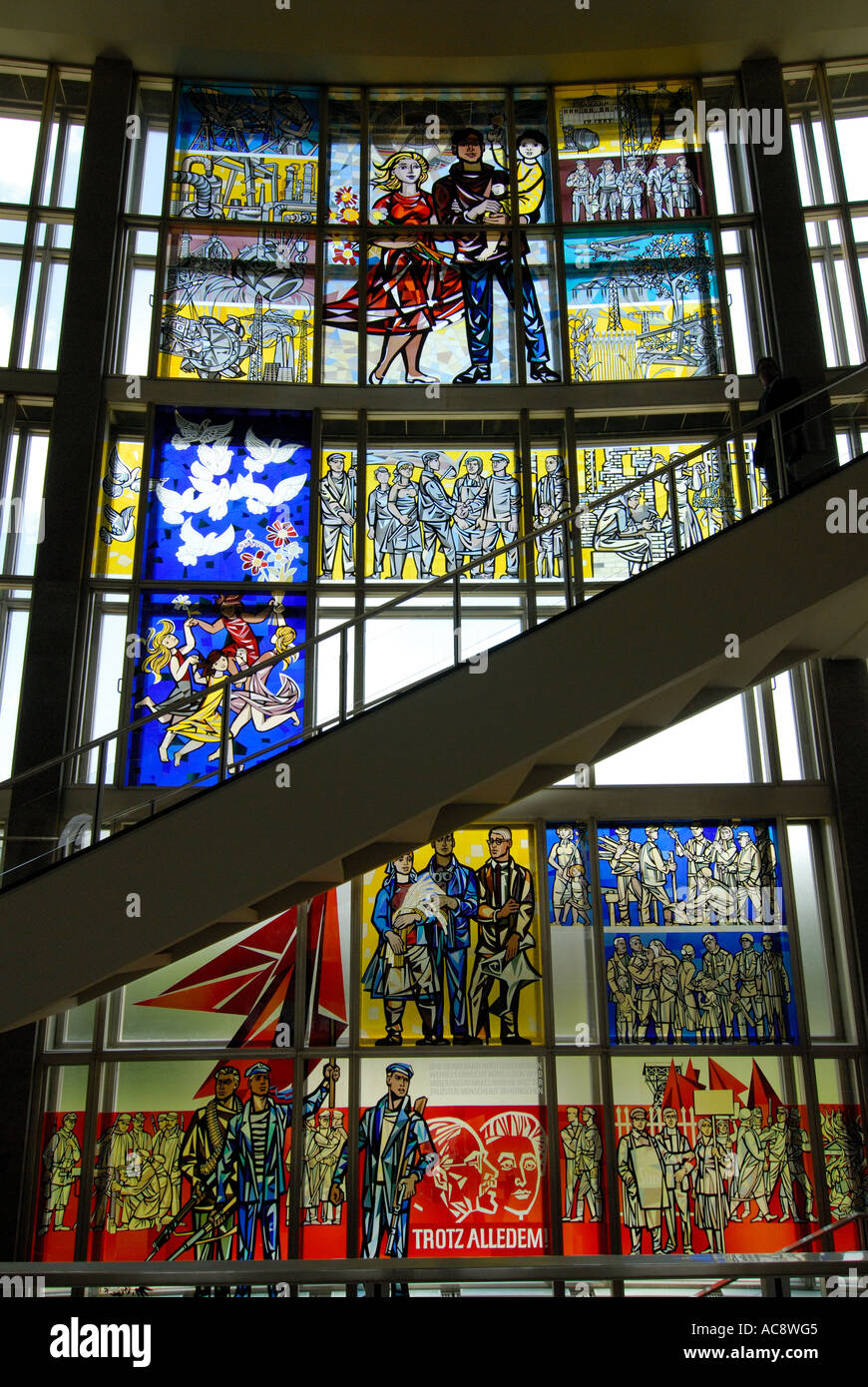 Communist-era stained glass window, Berlin Stock Photo - Alamy
