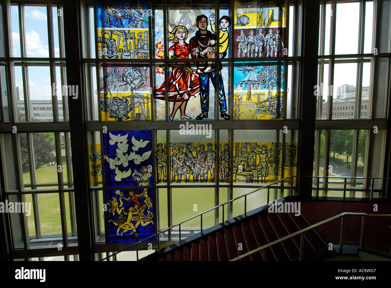 Communist-era glass window, Berlin Stock Photo - Alamy
