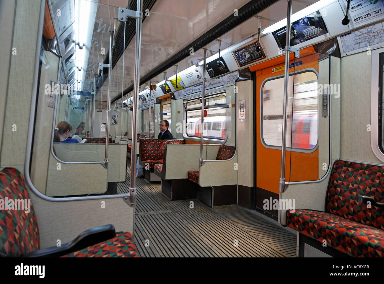 Interior Of A Tube Train London Uk Europe Stock Photo - Alamy