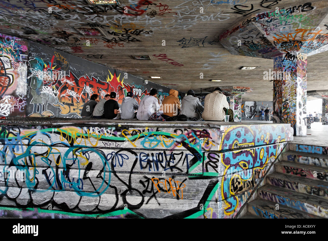 Skateboarders At The South Bank Skateboarding Centre London UK Europe ...