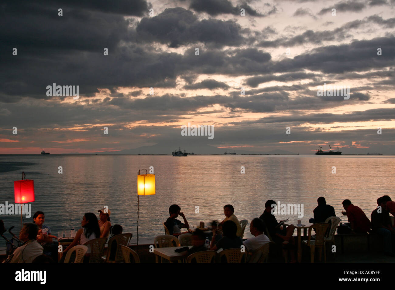 Bay Walk restaurants, Roxas Boulevard, Manila, Philippines Stock Photo ...