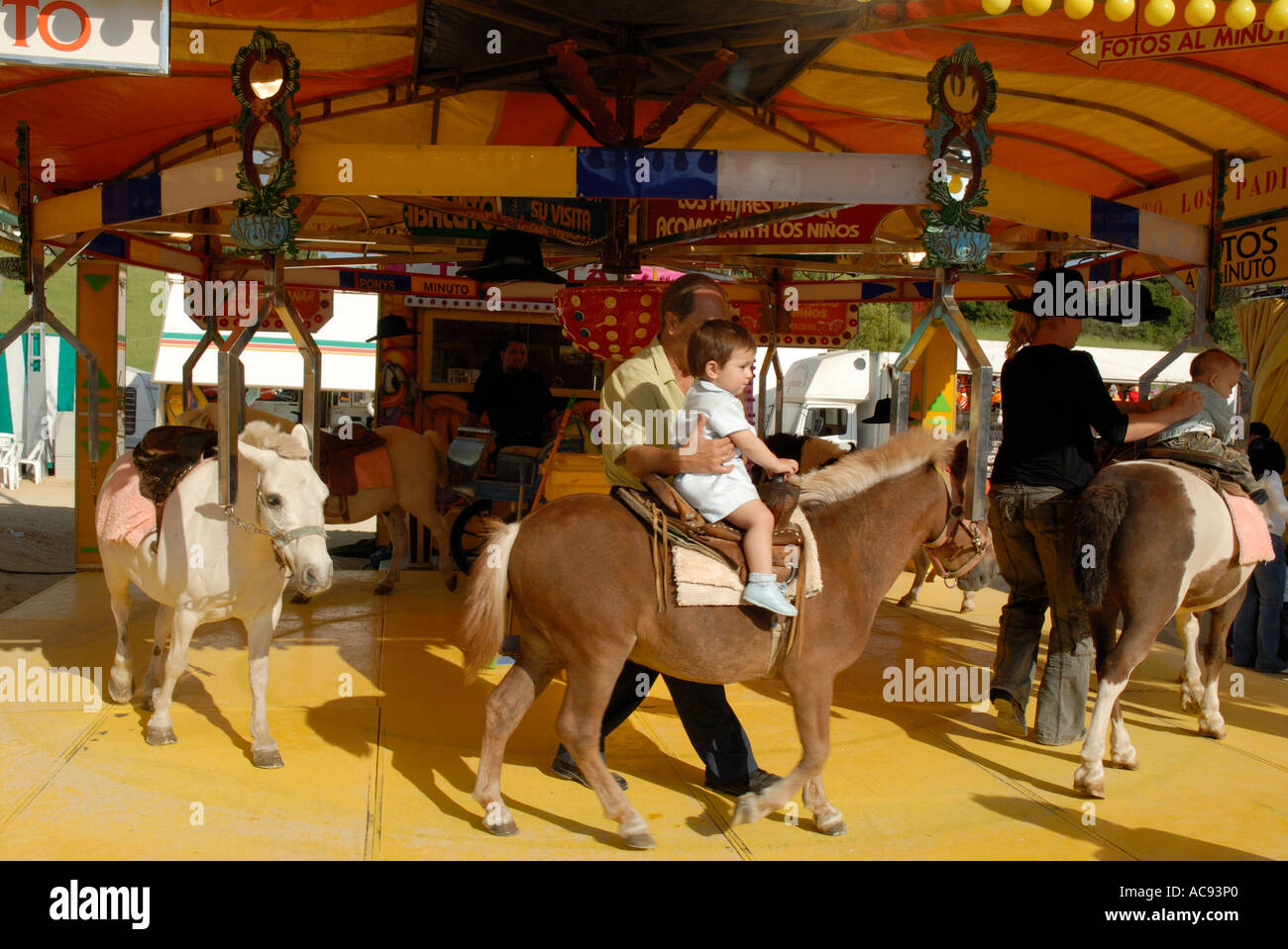 Pony fairground ride in Spain that uses real ponies - Vejer Feria ...