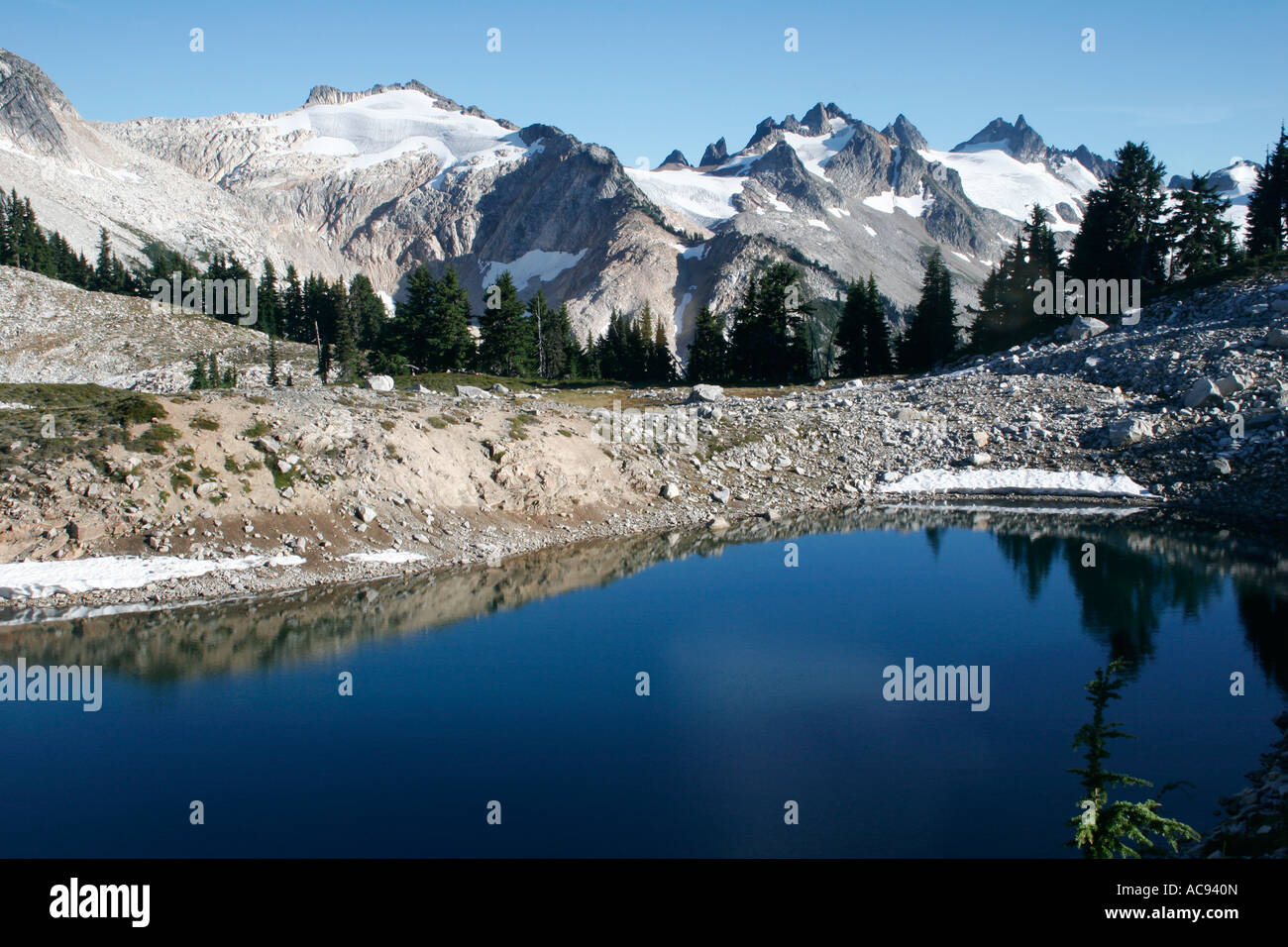 Mount Hagan above a high alpine lake North Cascades National Park ...