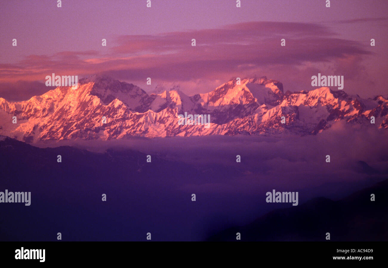 Sunset over the Himalayas seen outside Kathmandu Nepal Stock Photo - Alamy