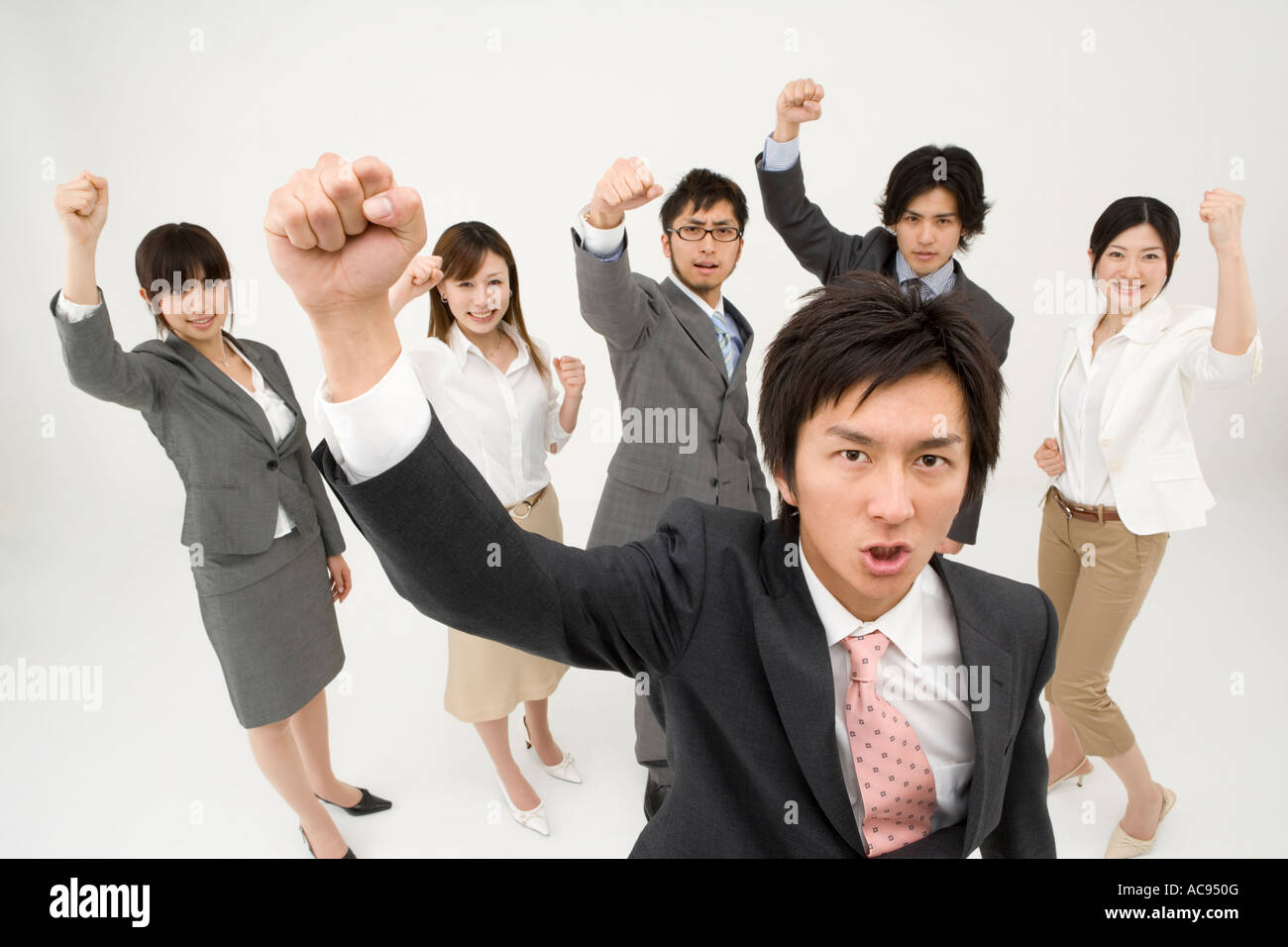 Business people cheering Stock Photo - Alamy