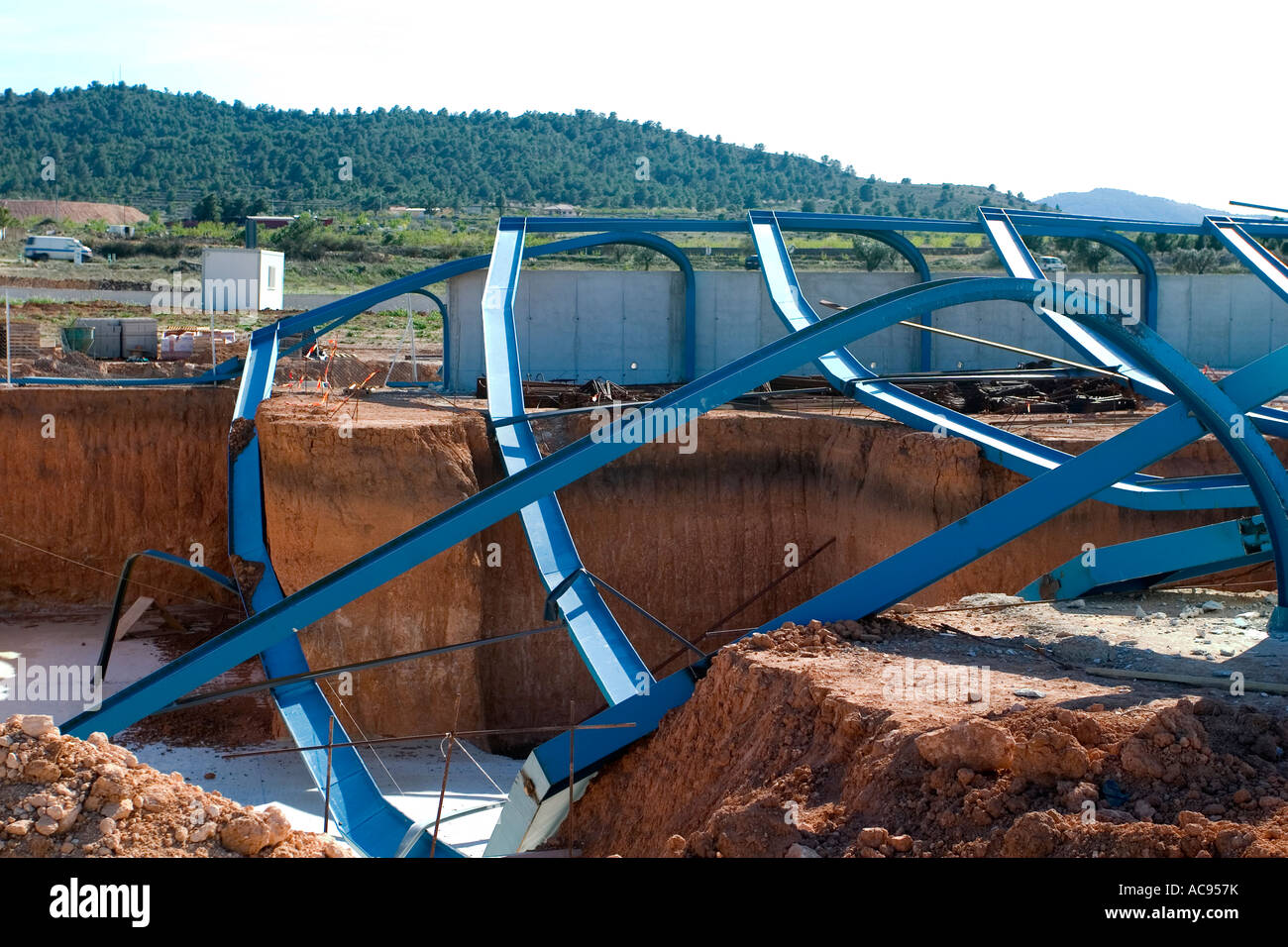 collapsed steel factory structure due to high winds Stock Photo - Alamy