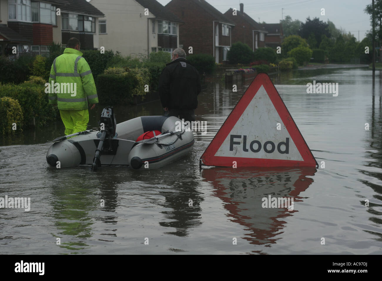 Flood sign, Tewkesbury, UK Stock Photo - Alamy
