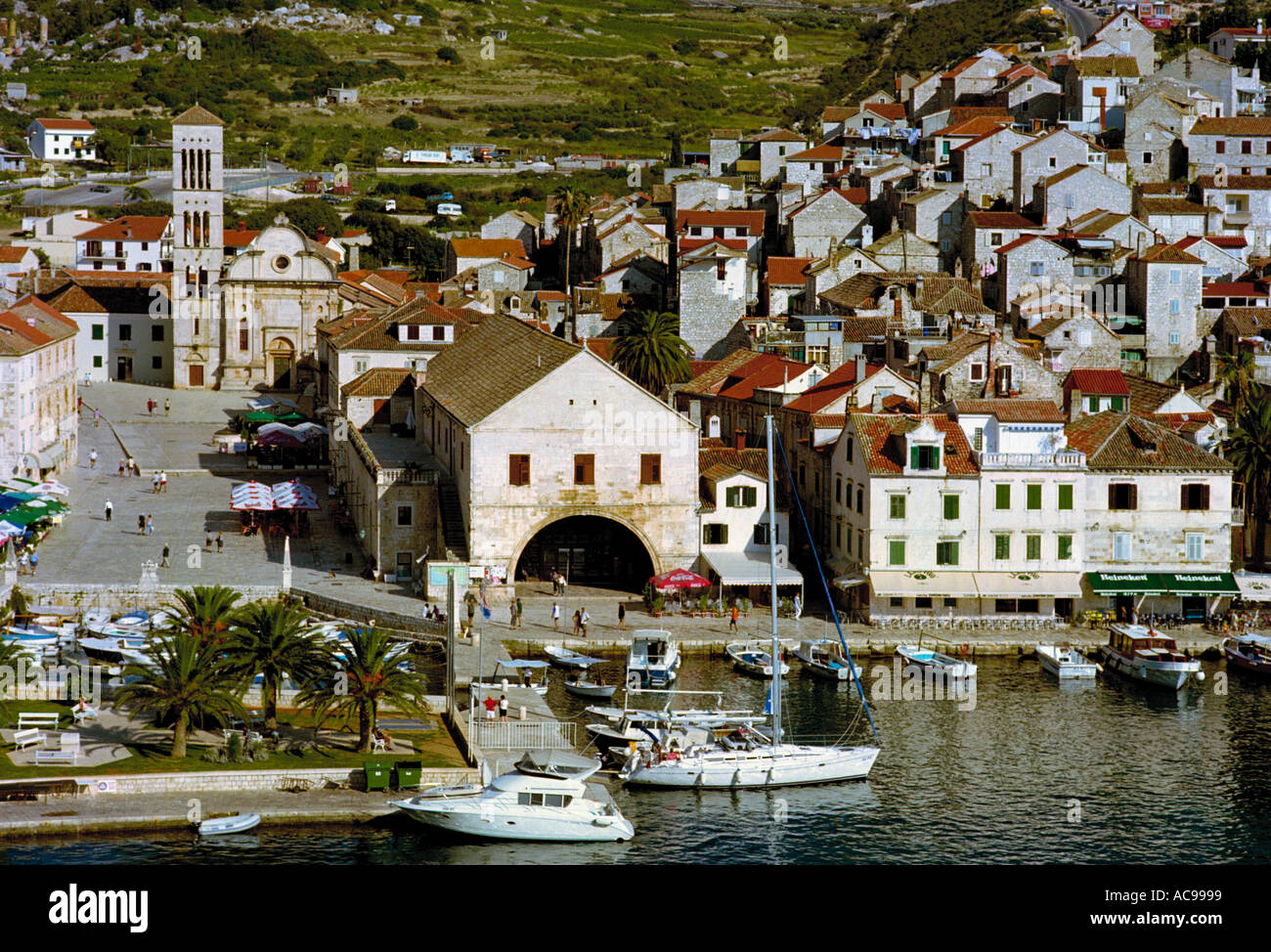 the Arsenale in the harbour of the Dalmatian island of Hvar, Croatia ...