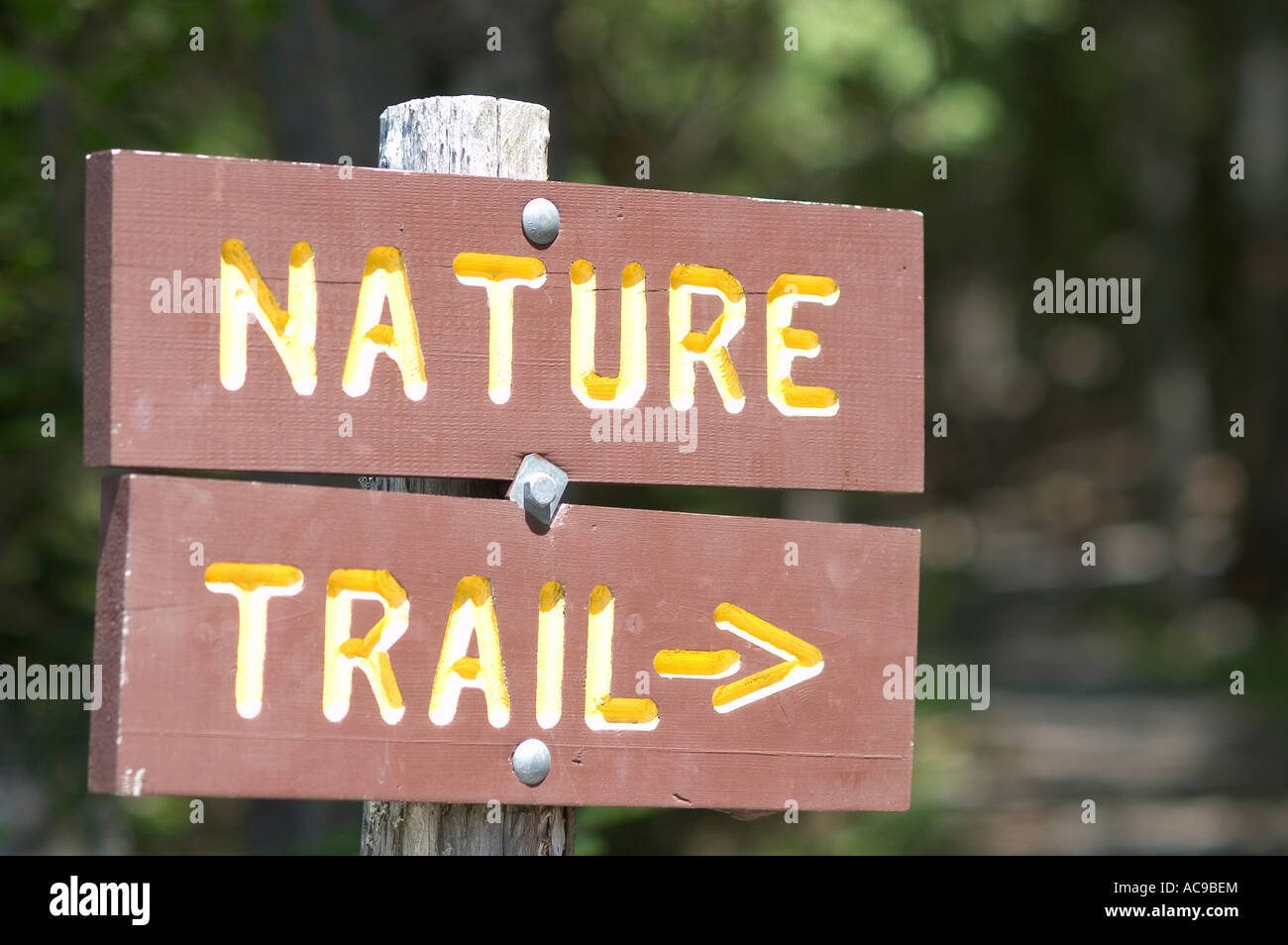 Sign Nature trail Stock Photo - Alamy