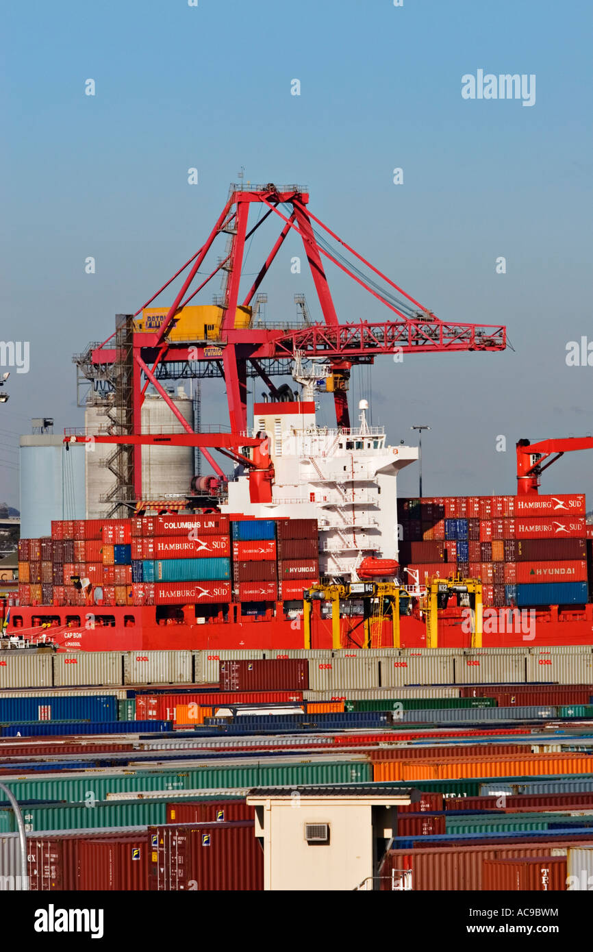 A Container Ship unloads its cargo of Containers in the "Port of ...