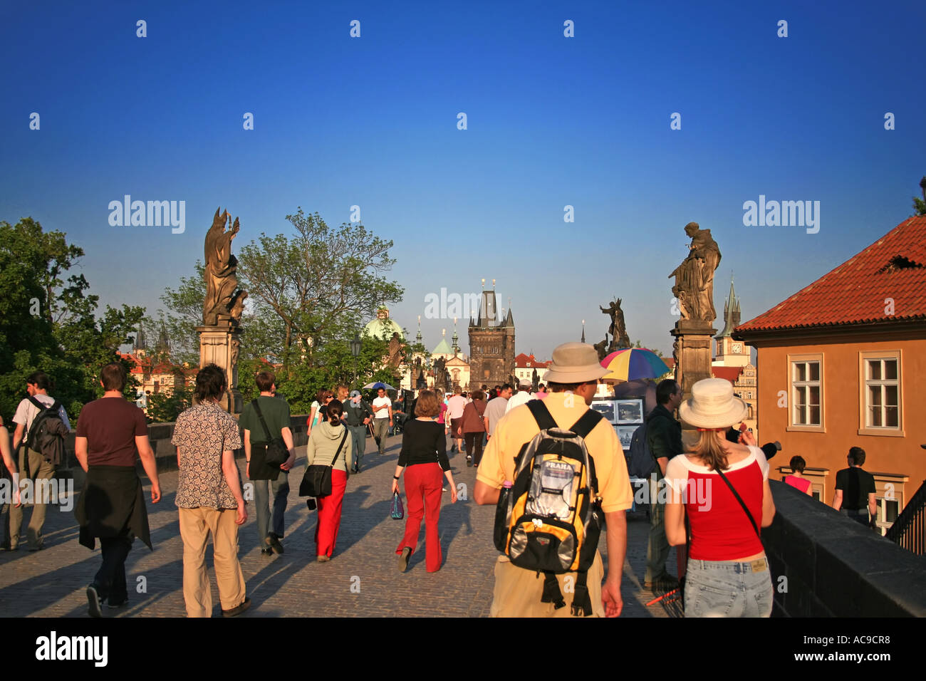 Busy Day on Charles Bridge: Visitors Enjoying the Historical Pathway in ...