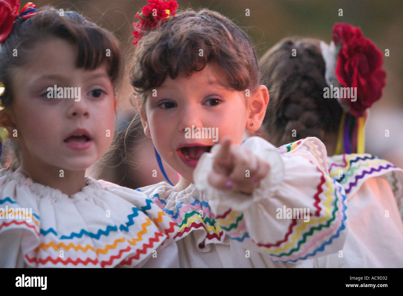 Young Girl Dancers At The Santa Fe Pre Fiesta Show Held Annually To Commemorate Don Diego De