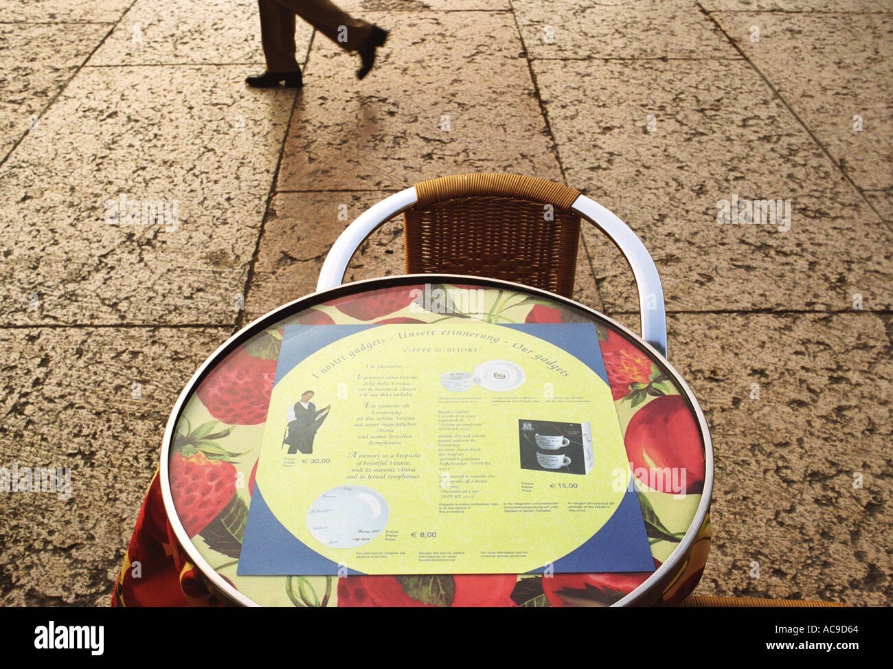Empty cafe table menu used as table cloth covering restaurant tables ...