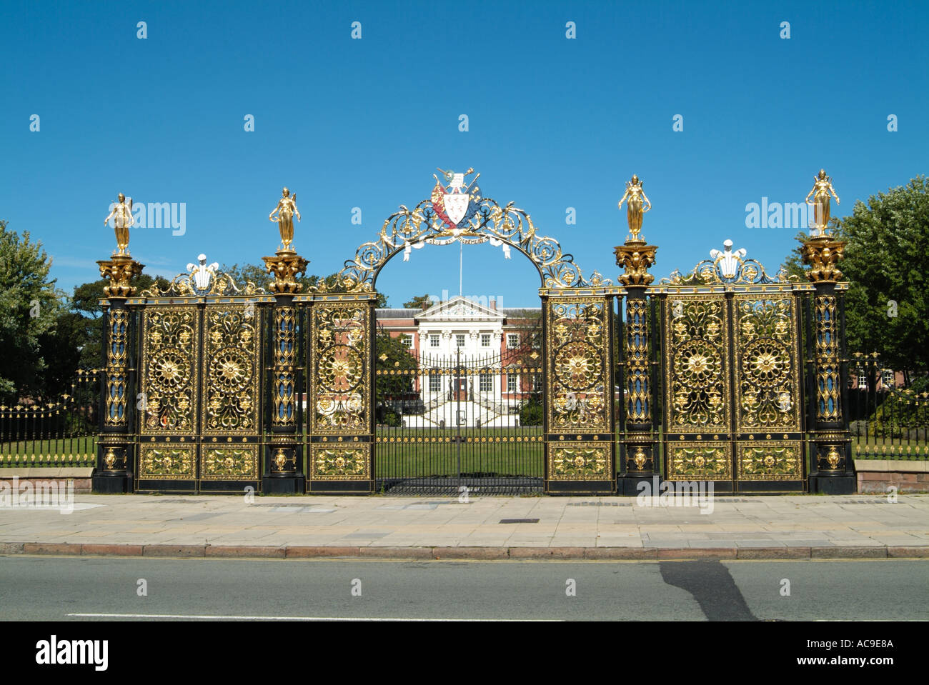 warrington town hall gates warrington cheshire england Stock Photo - Alamy