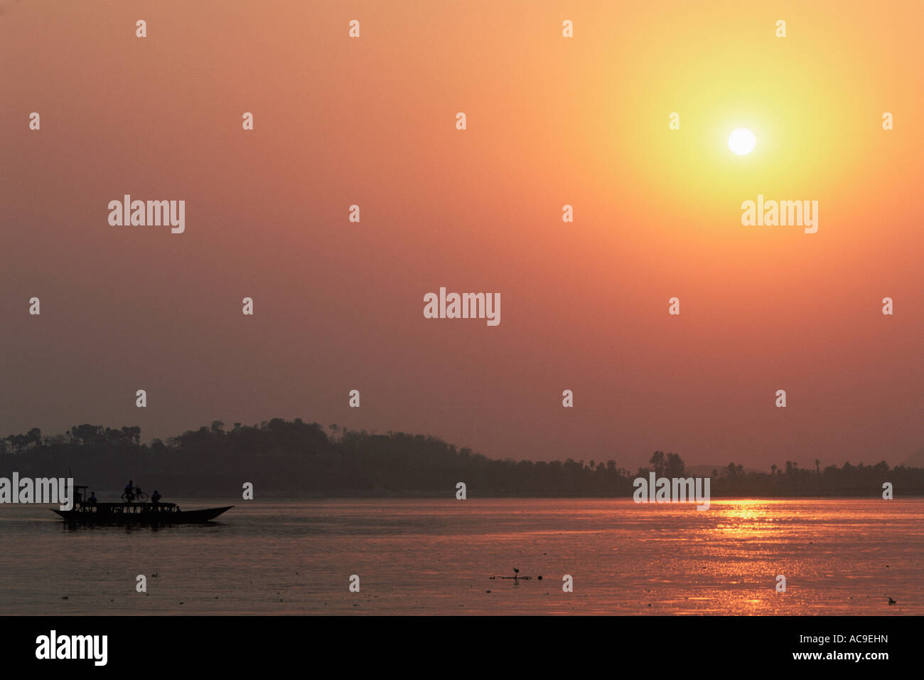 Sunset over Brahmputra river Guwahati Assam North East India Stock ...