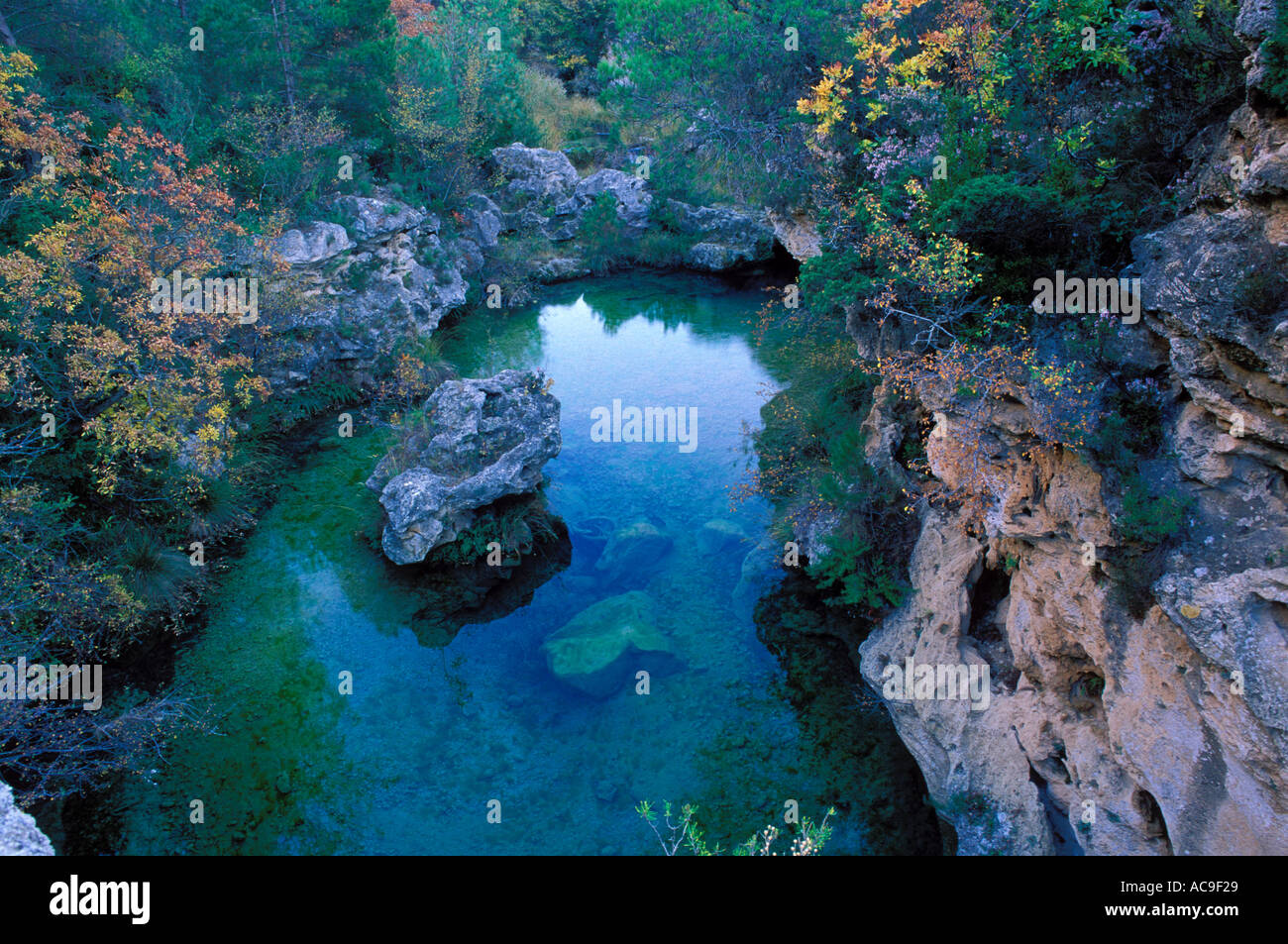Small pool on River Matarranya. Aragon. Spain Stock Photo - Alamy