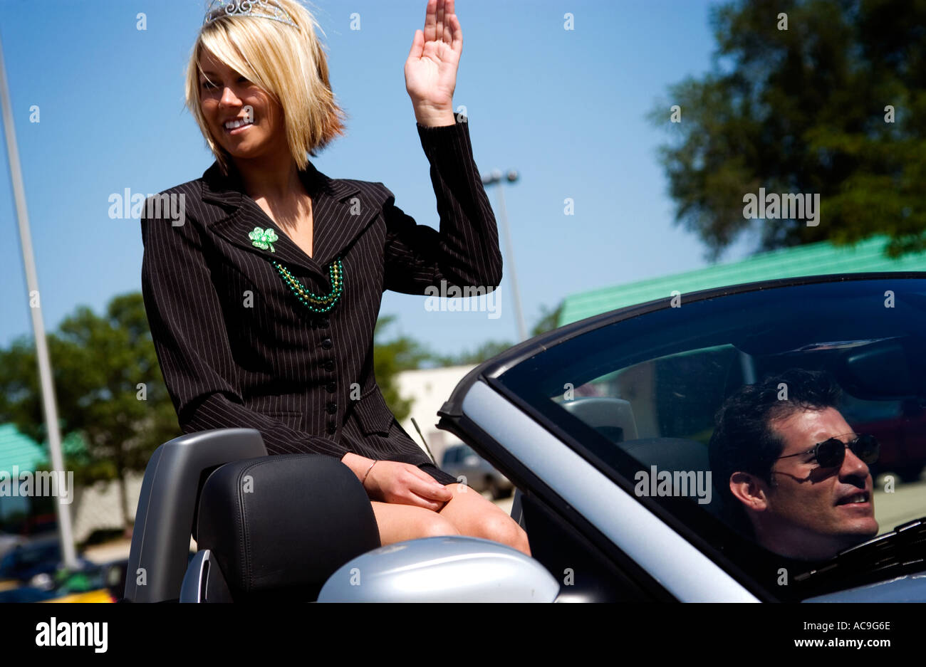 Convertible car girl waving hi-res stock photography and images - Alamy
