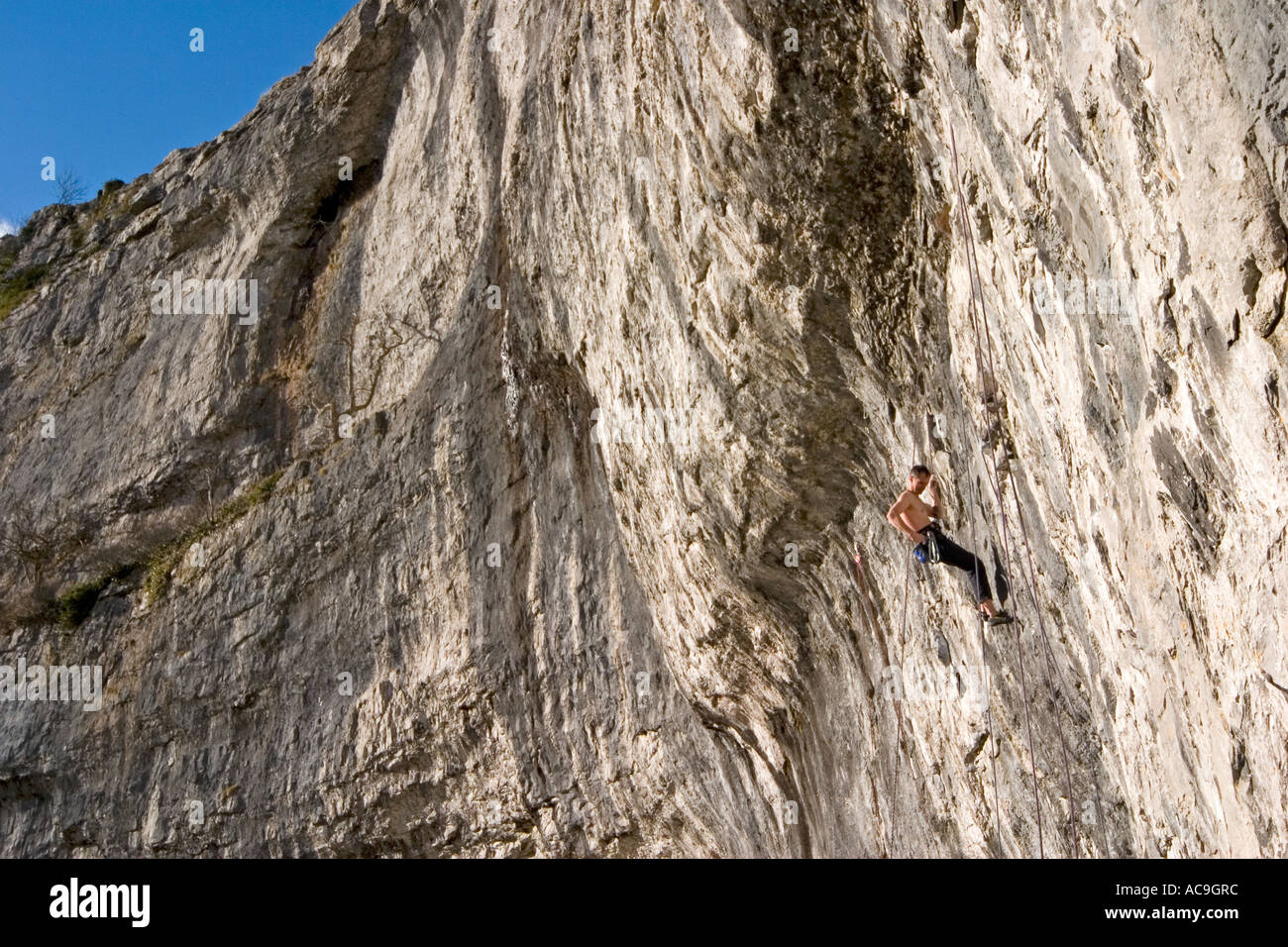 Climbers at Malham Cove, Malham,Yorkshire Dales, April 2006 Stock Photo ...