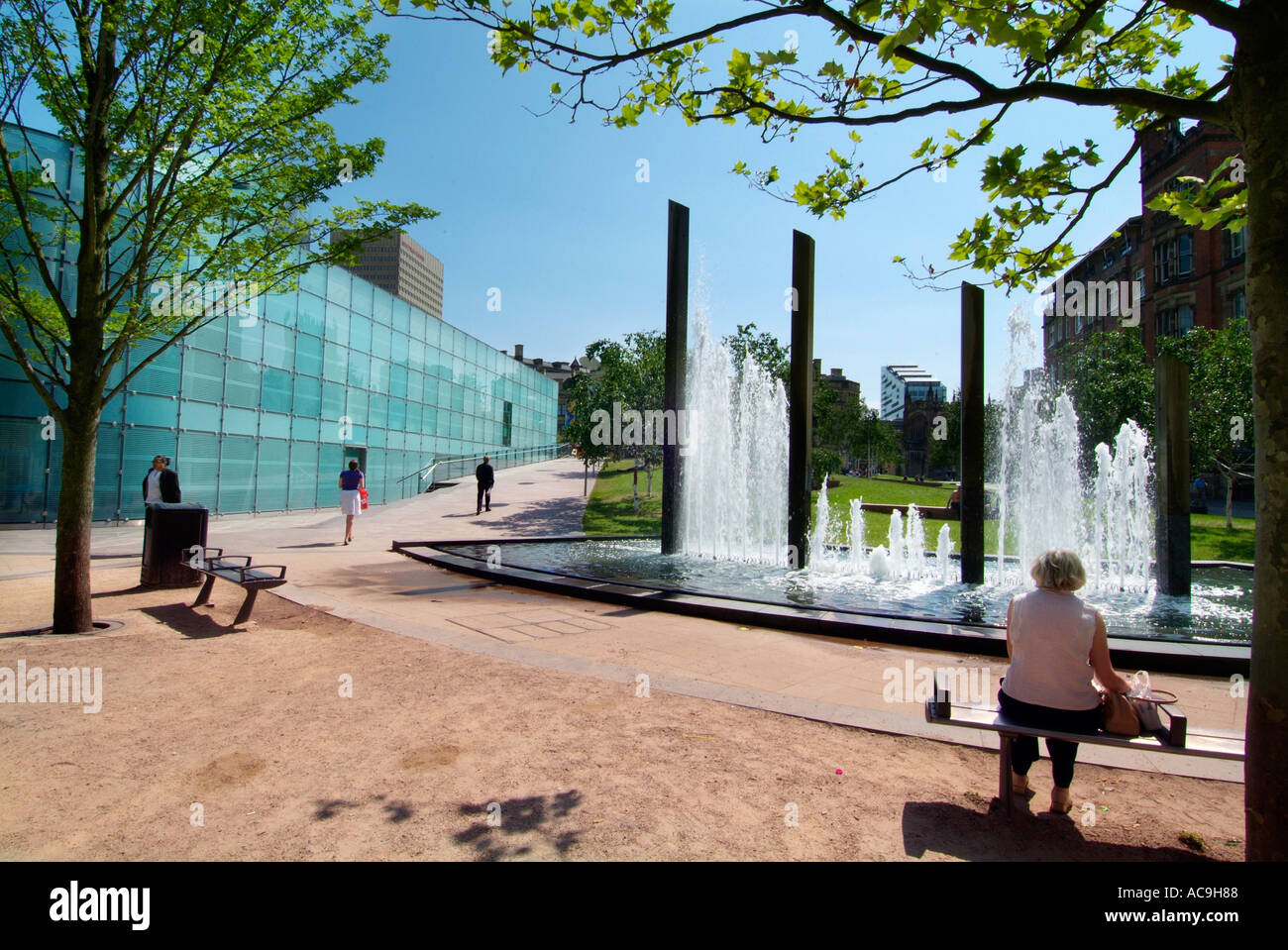 Millennium fountain cathedral gardens exterior Urbis museum Manchester ...