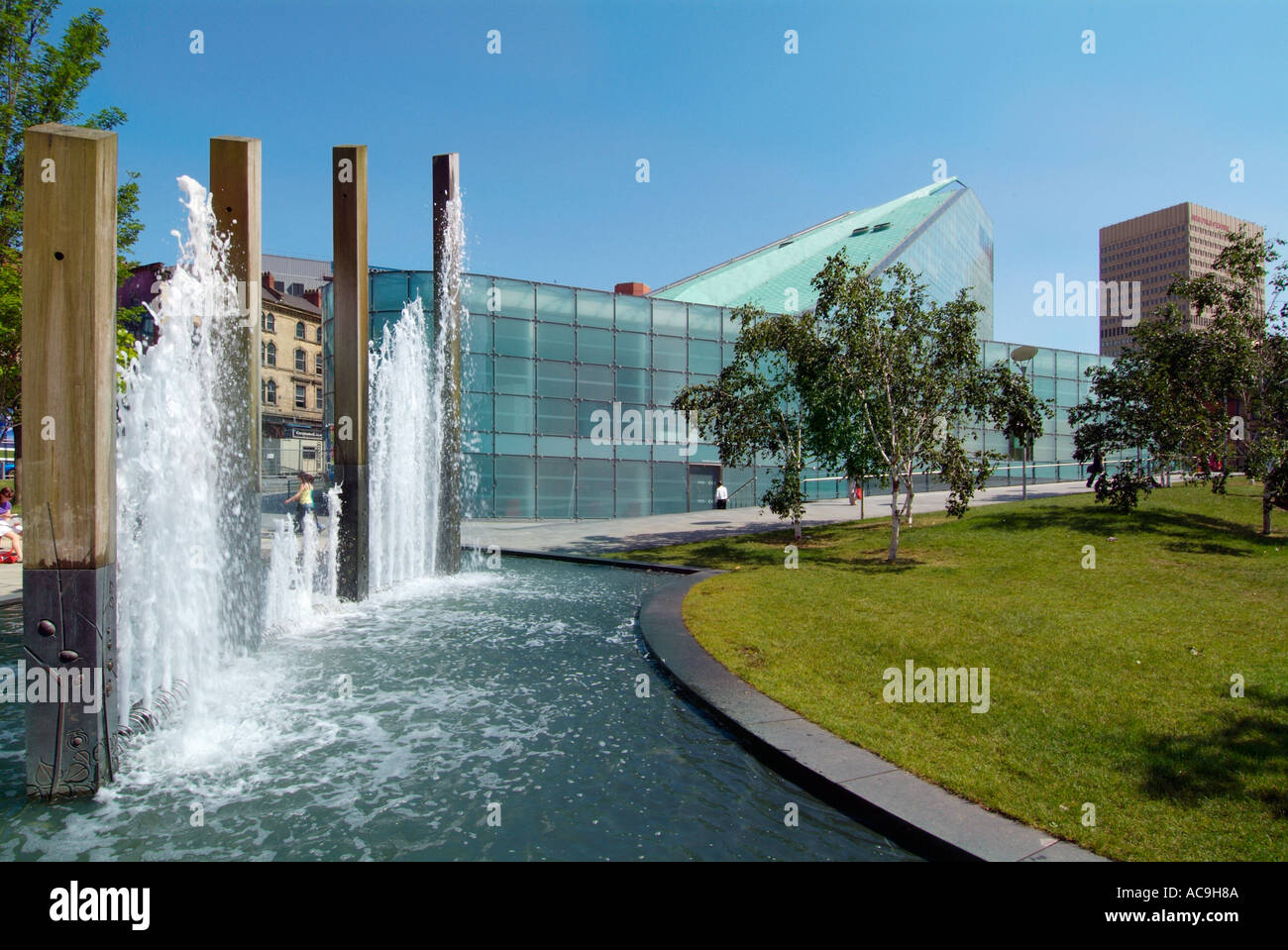 Millennium fountain cathedral gardens exterior Urbis museum Manchester ...