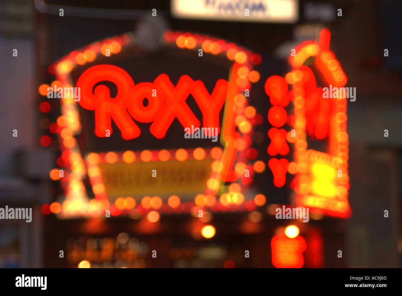 Roxy delicatessen neon sign Stock Photo - Alamy