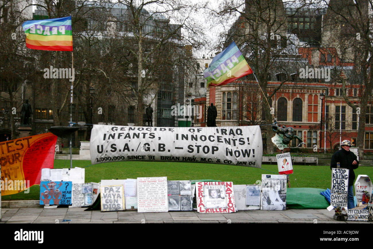 Brian Haw Peace Protest, Parliament Square, London, UK Stock Photo - Alamy