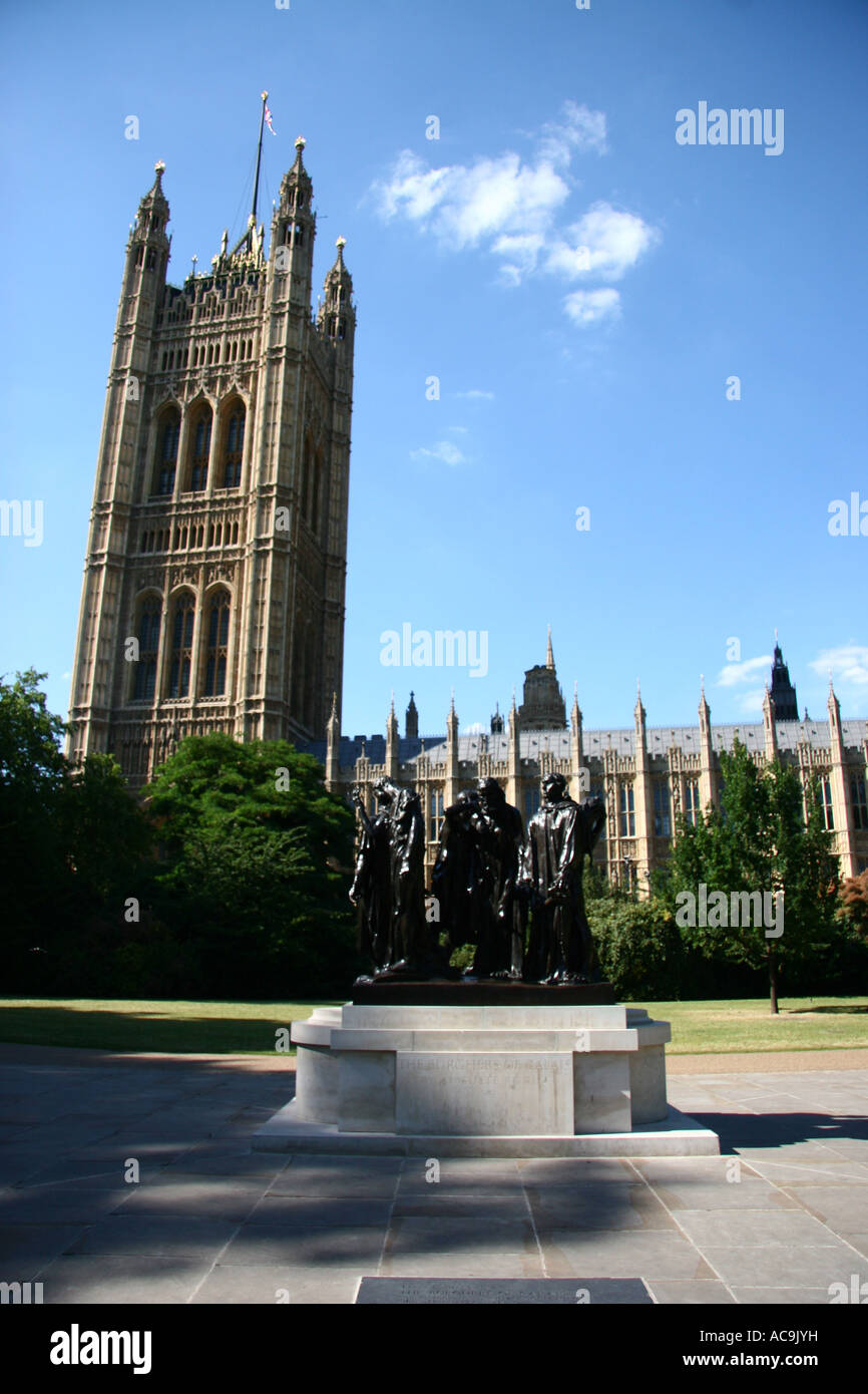 The Burghers of Calais and Houses of Parliament from Victoria Tower ...