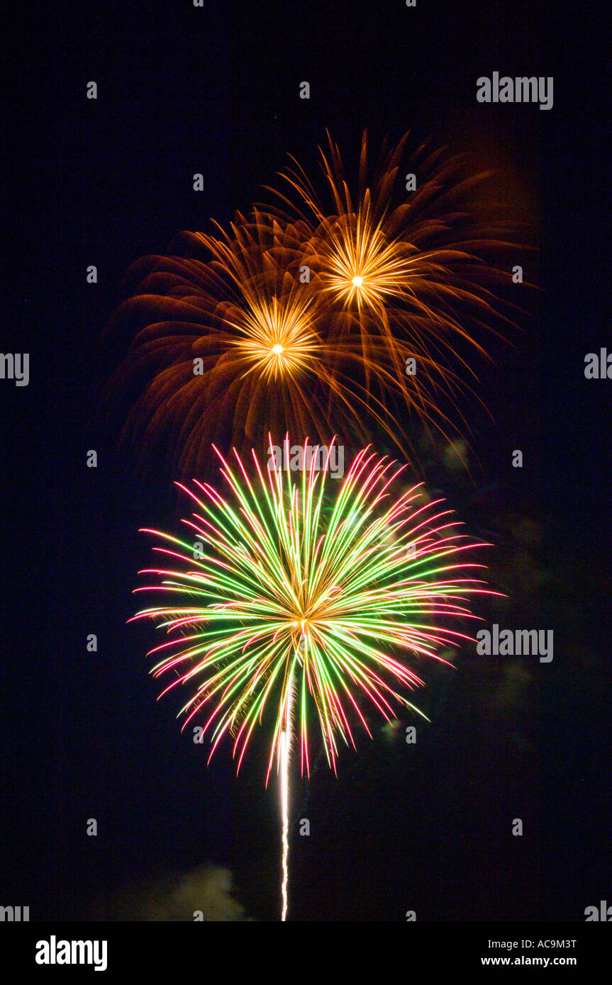 Fireworks on July 4th celebrations at Detroit Lakes Minnesota USA Stock ...