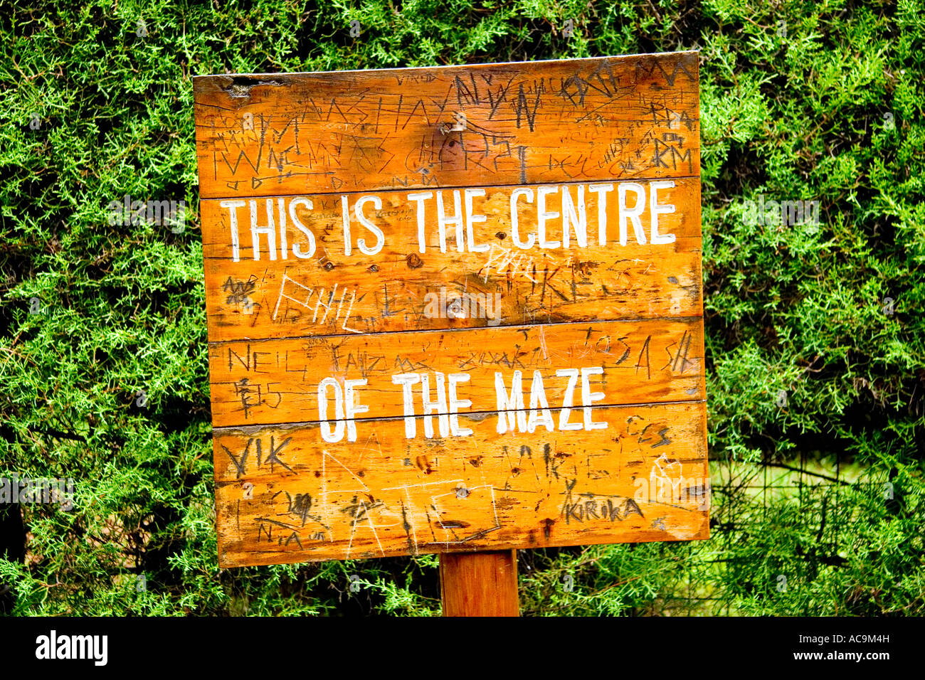 Maze Sign, Mount Kenya Safari Club, Kenya Stock Photo - Alamy