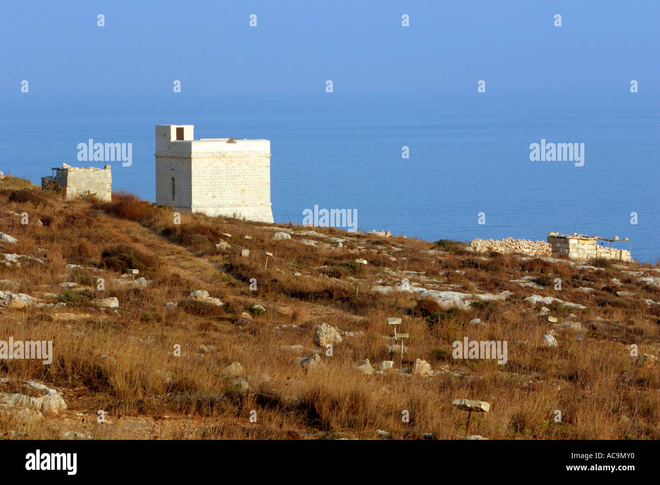 Guard tower near Mnajdra Malta Stock Photo - Alamy