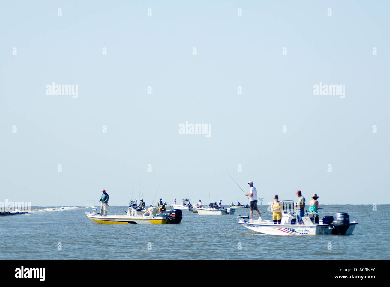 Sportsmen fish the Upper Gulf Coast at the Sabine Pass Getties near Pt ...