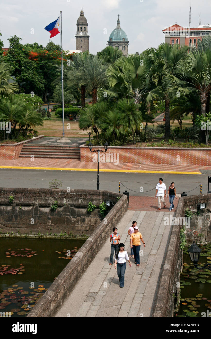 View of Manila Cathedral and Intramuros, Manila, Philippines Stock ...