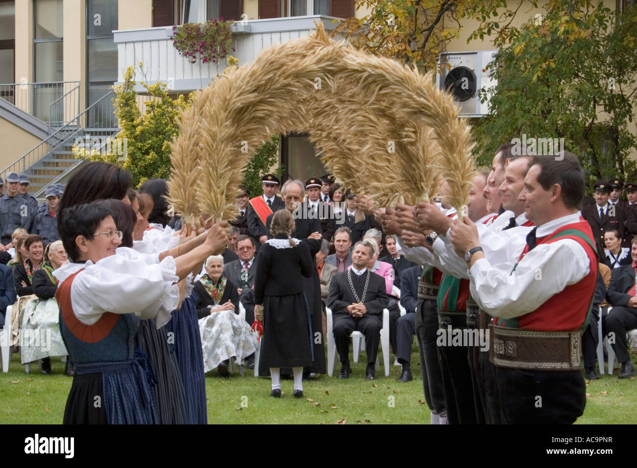 Reifentanz, traditional dance for the harvest festival, South Tyrol ...
