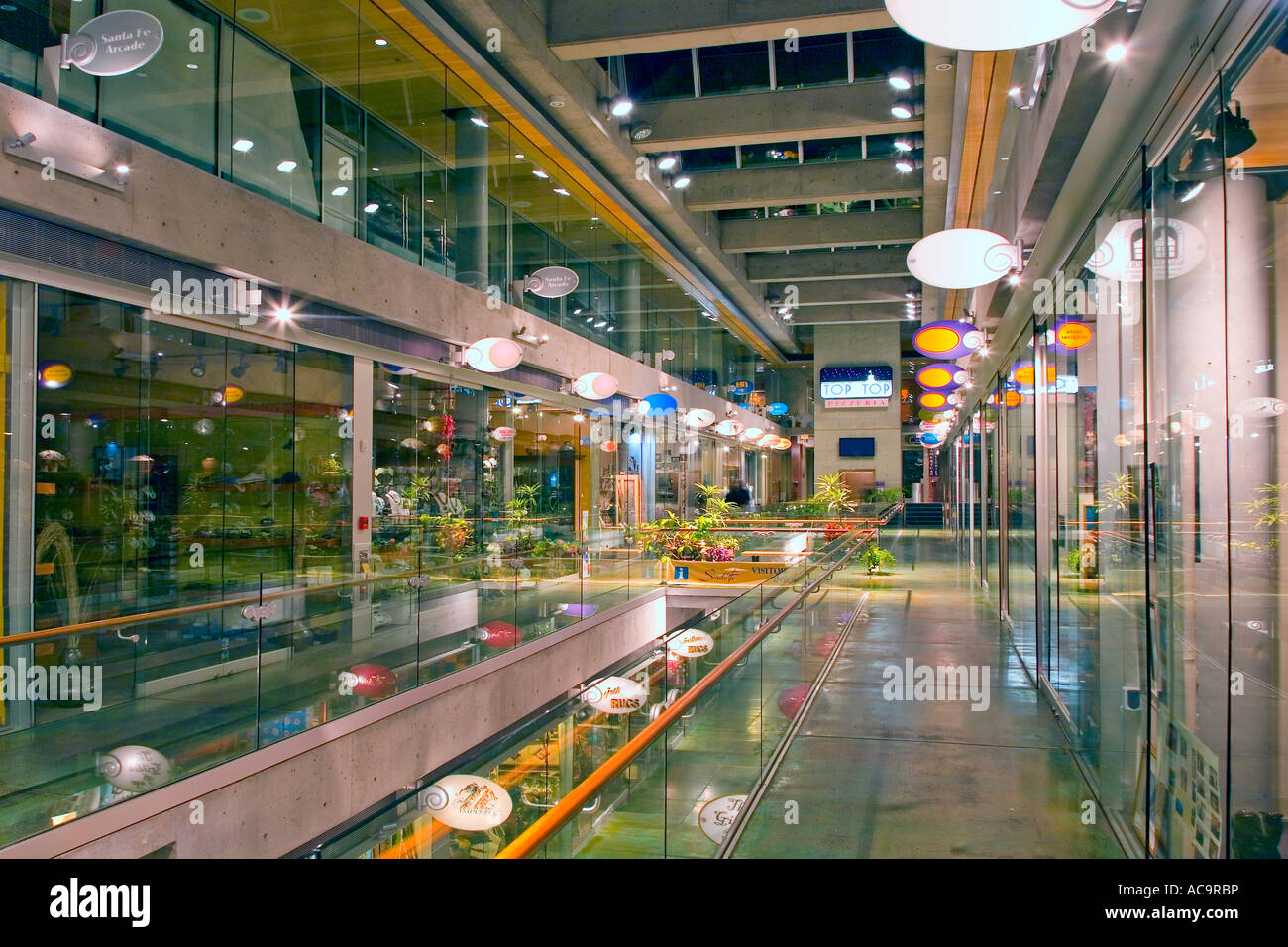 INTERIOR OF SHOPPING MALL ON THE PLAZA SANTA FE NEW MEXICO Stock Photo ...