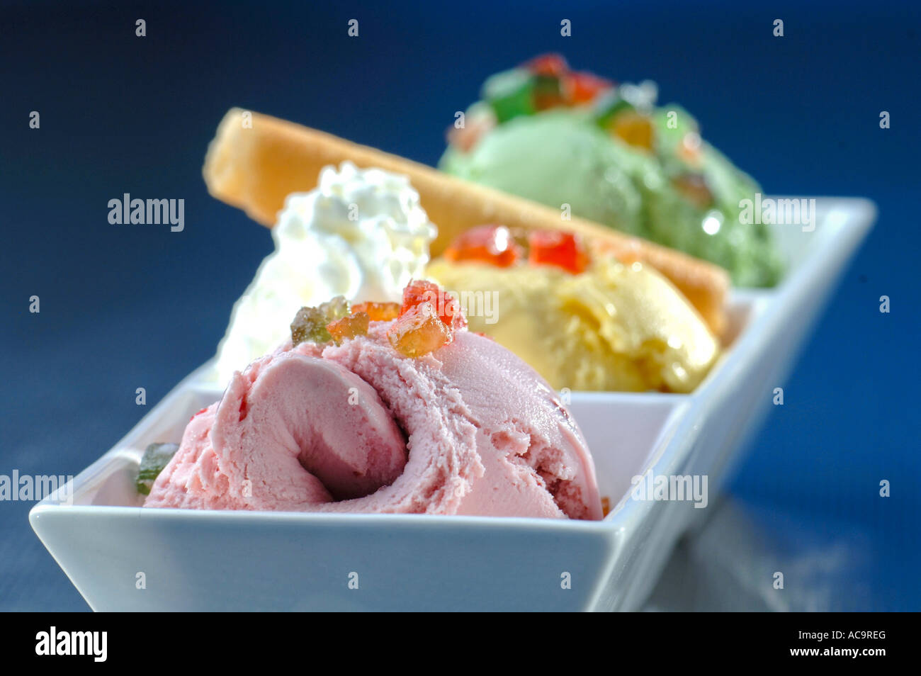 Three colour icecream Stock Photo - Alamy