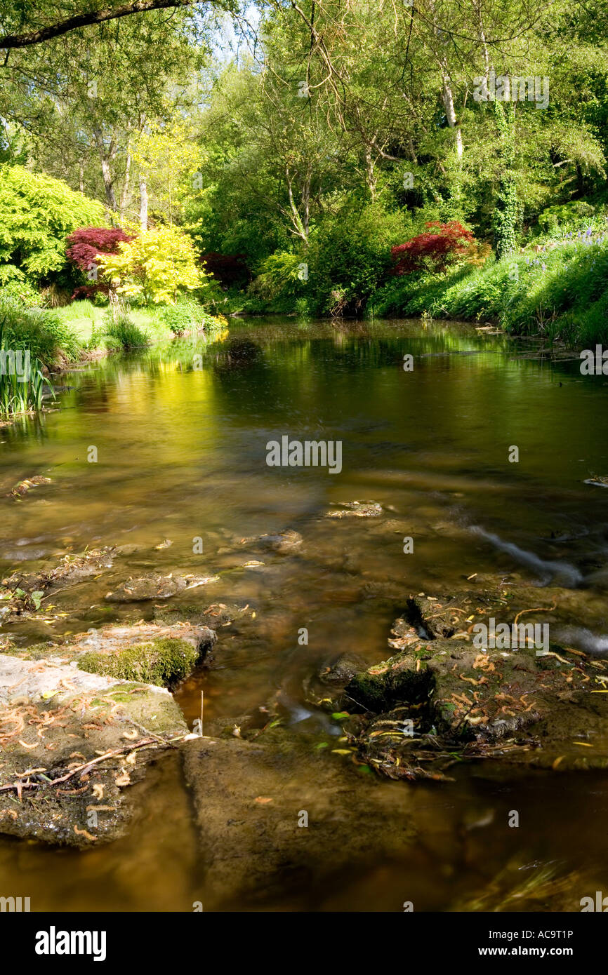 The River Nadder at Abbey House Gardens, Malmesbury, Wiltshire, England ...