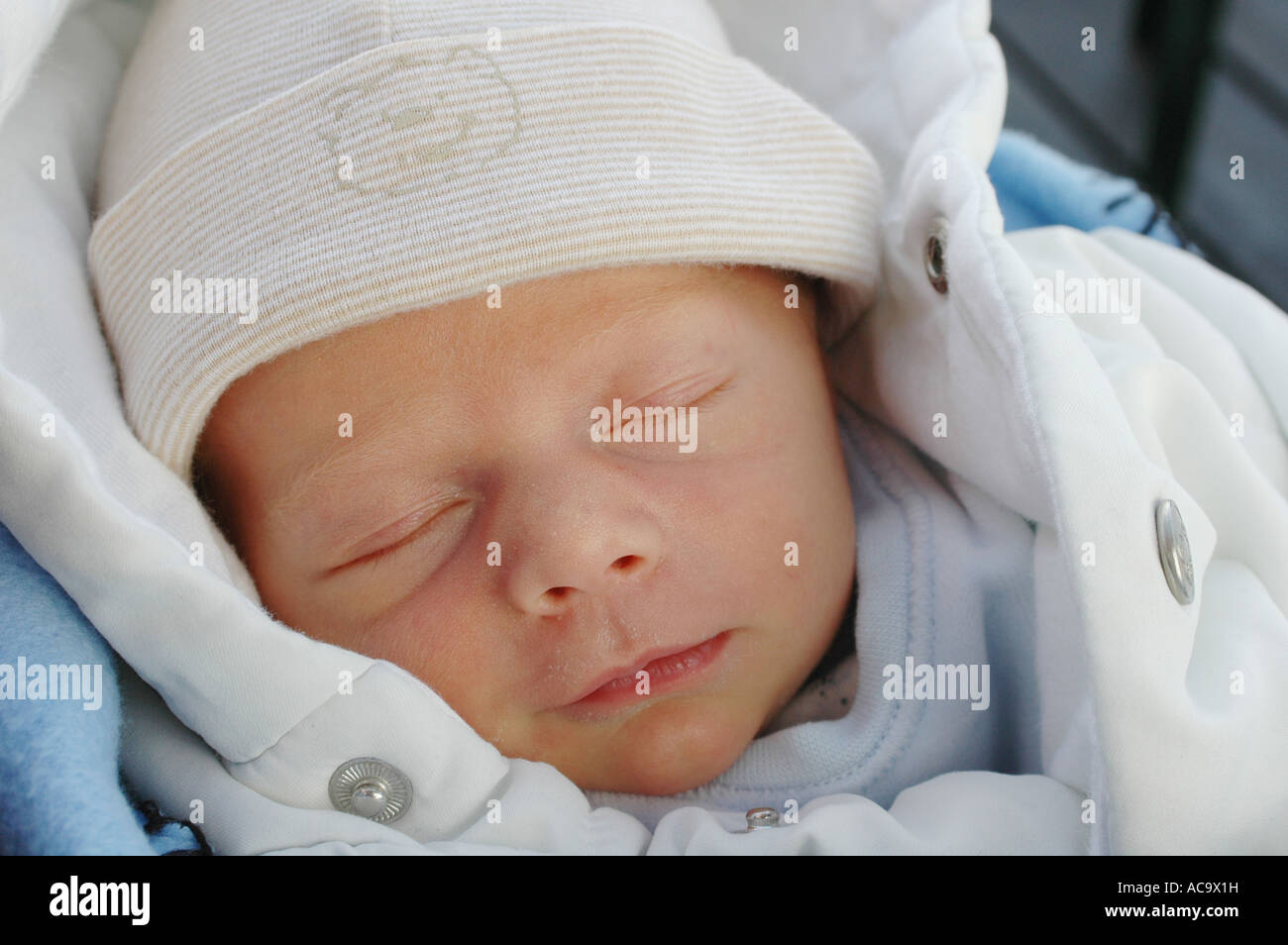 Four week old baby is sleeping Stock Photo - Alamy