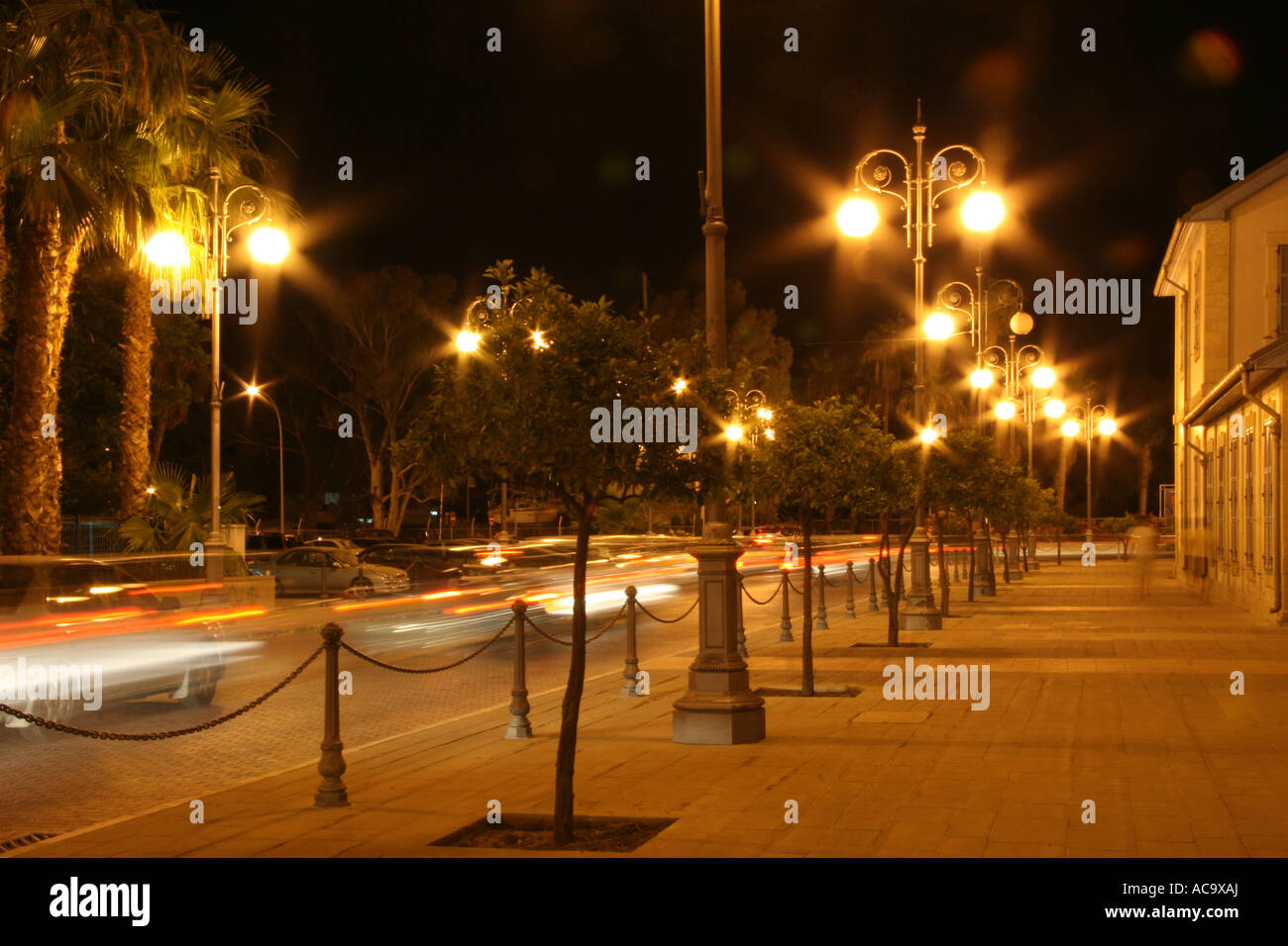Promenade at night, Larnaca, Cyprus Stock Photo - Alamy