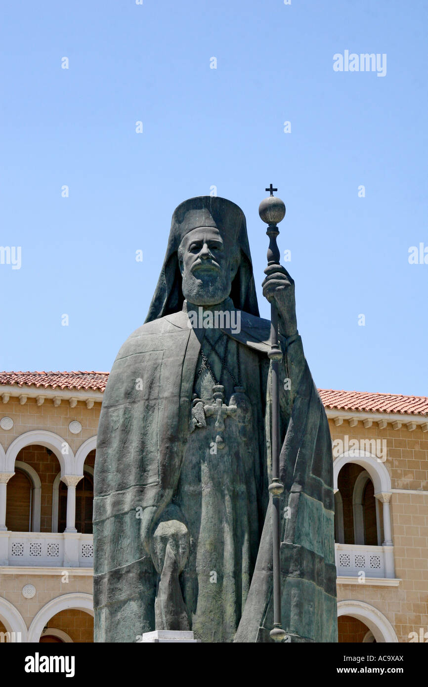 Archbishop's Palace, statue archbishop Makarios, Nicosia, Cyprus Stock ...