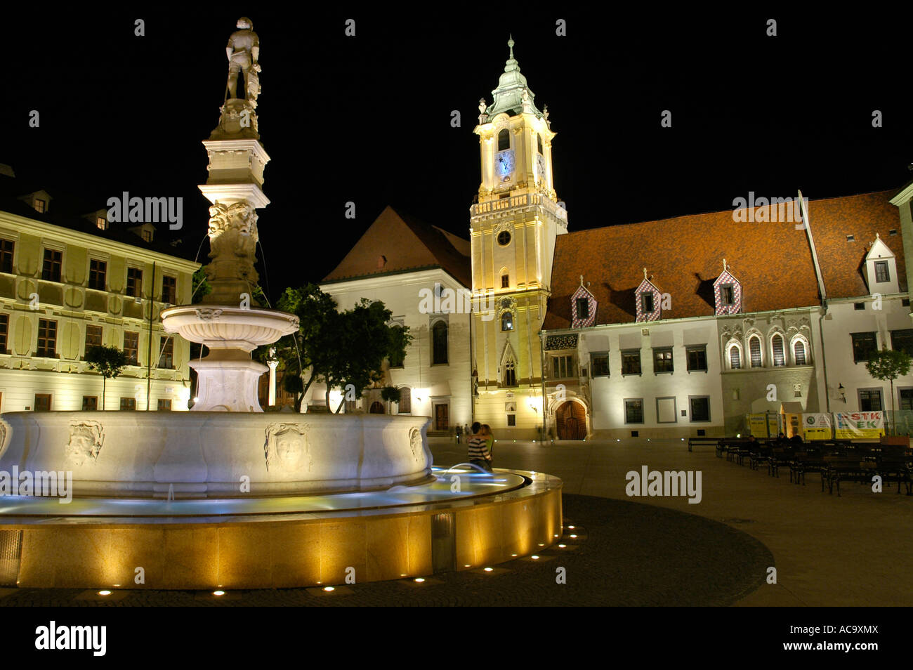 Main square, Hlavné námestie with Roland Fountain and Old Town Hall ...