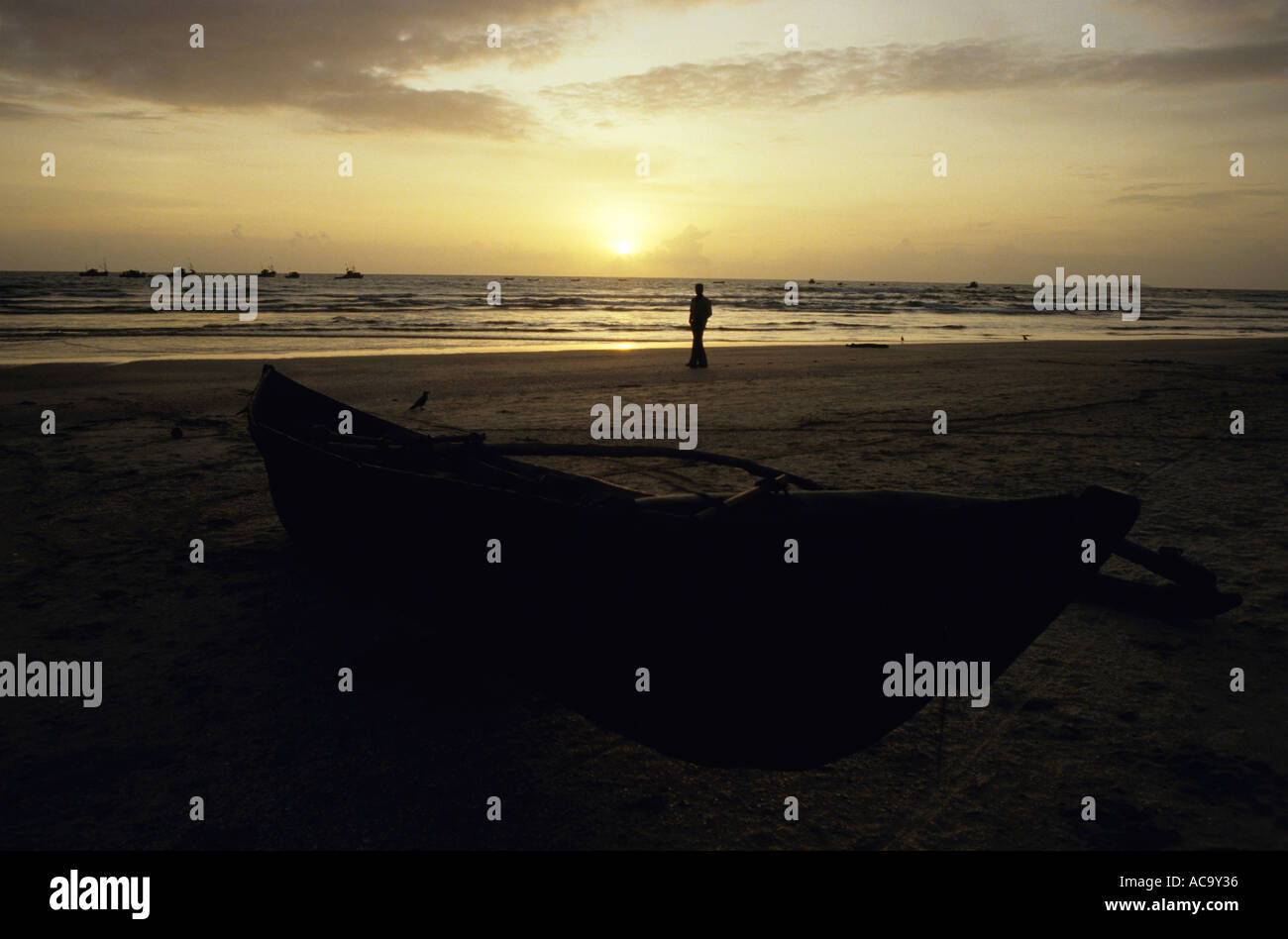 India Goa State Colva Beach Wooden Traditional Fishing Catamarans Boat ...