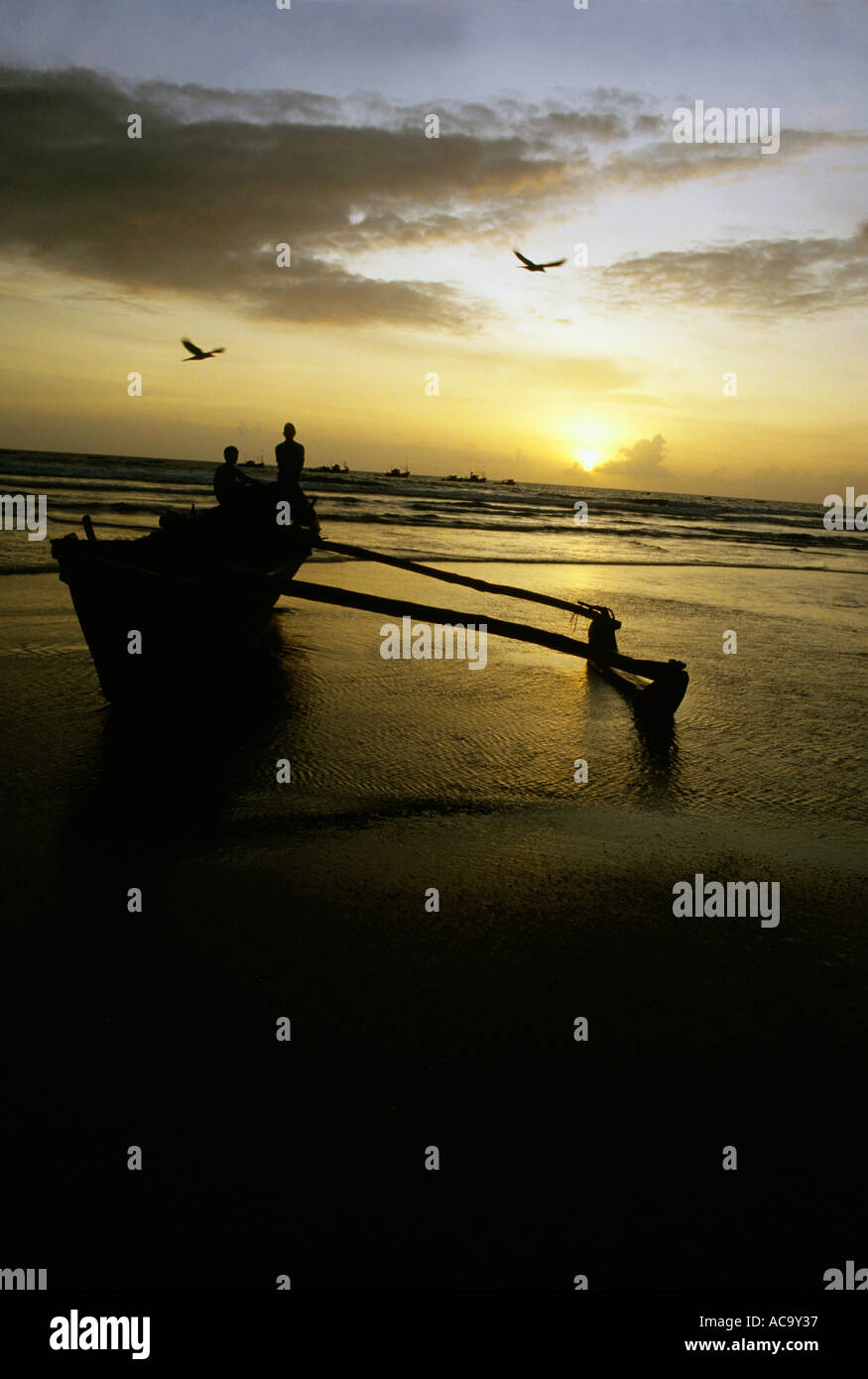 India Goa State Colva Beach Wooden Traditional Fishing Catamarans Boat ...