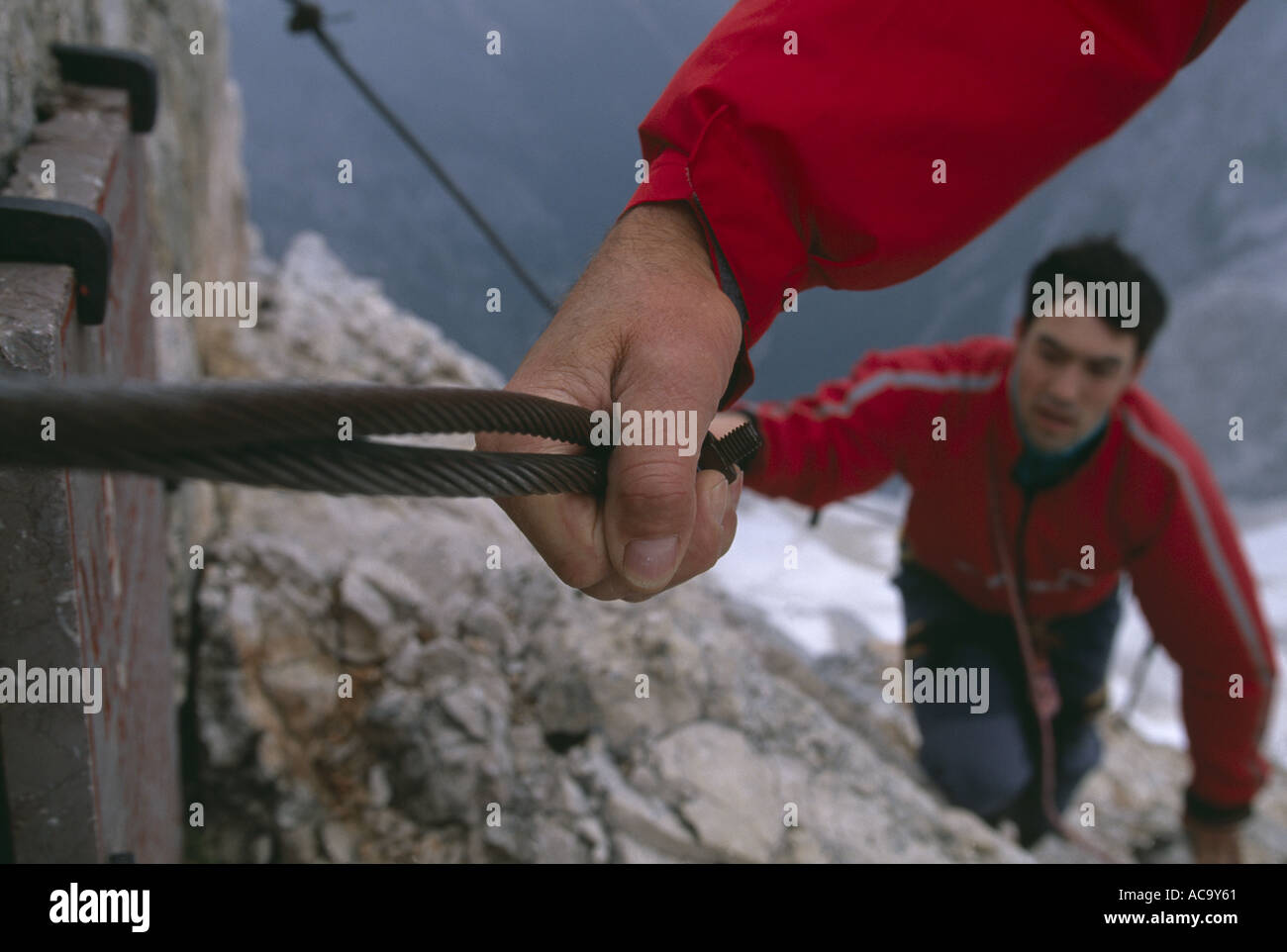 Secured path in the Alps Stock Photo - Alamy