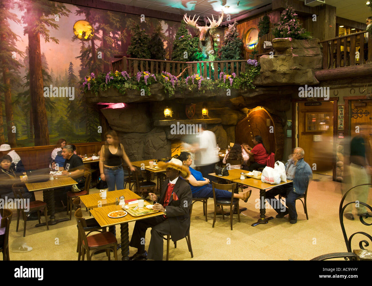 Crowd eating lunch at Clifton's Restaurant Broadway Downtown Los ...