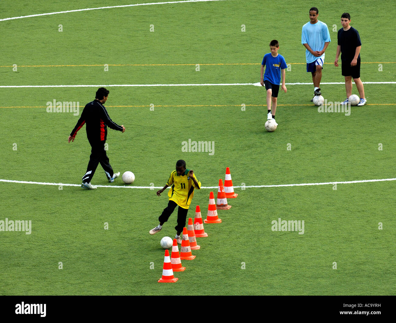 Young soccer talents during training Stock Photo - Alamy
