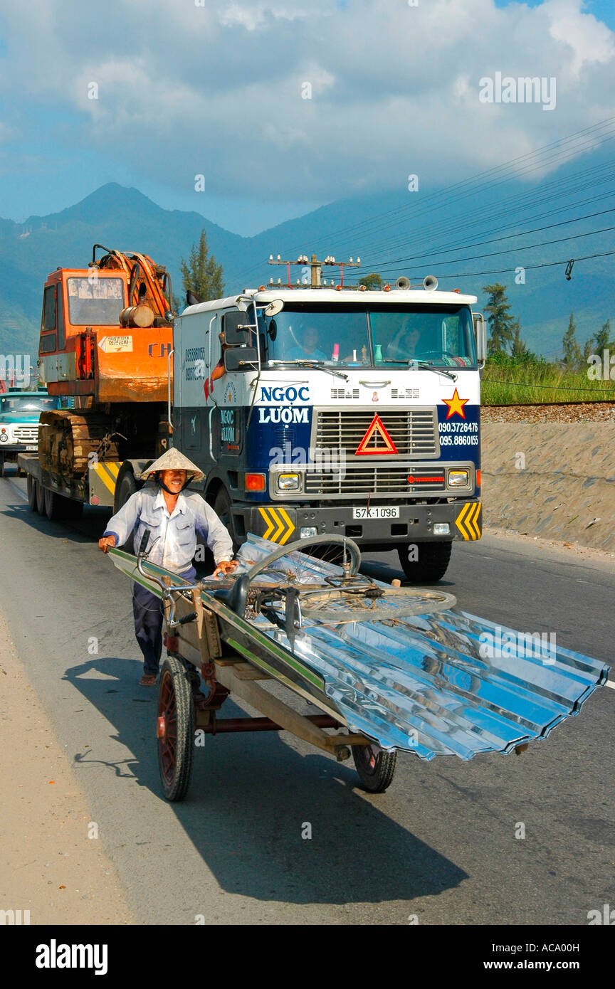 Traditional and modern means of transport on the road towards the Hai ...